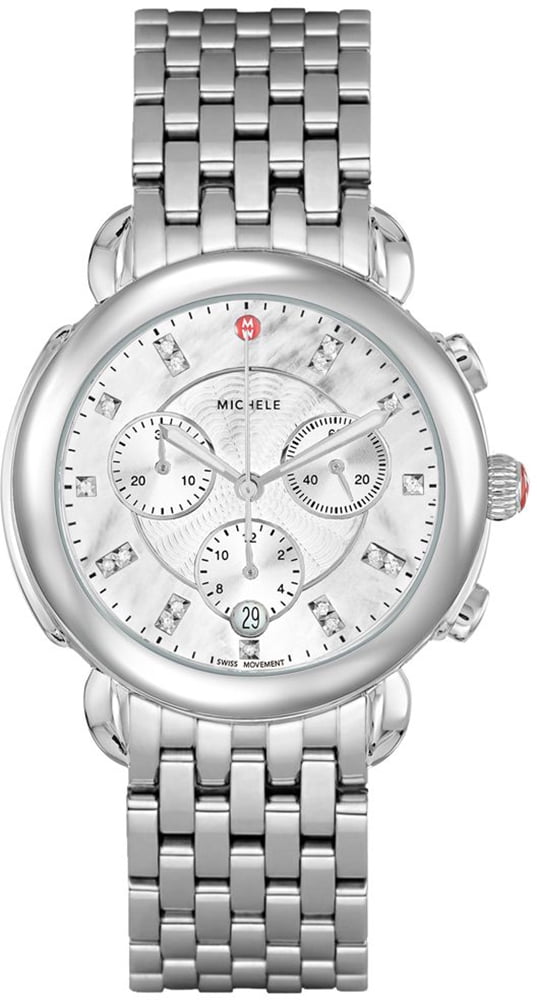 Michele Sidney Chronograph Stainless Steel Diamonds Mother-of-Pearl ...