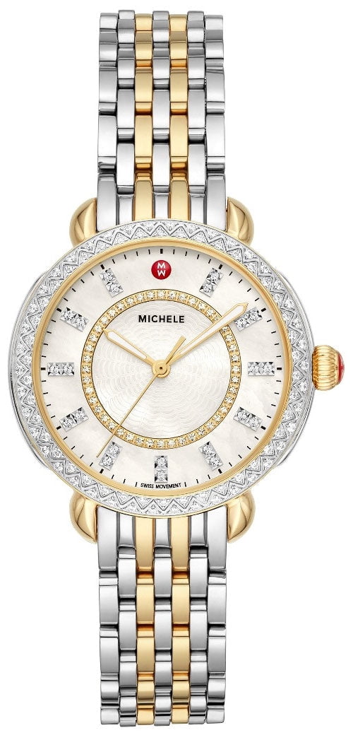 Michele Sidney Classic Two-Tone Stainless Steel Diamonds Wrist Watch ...