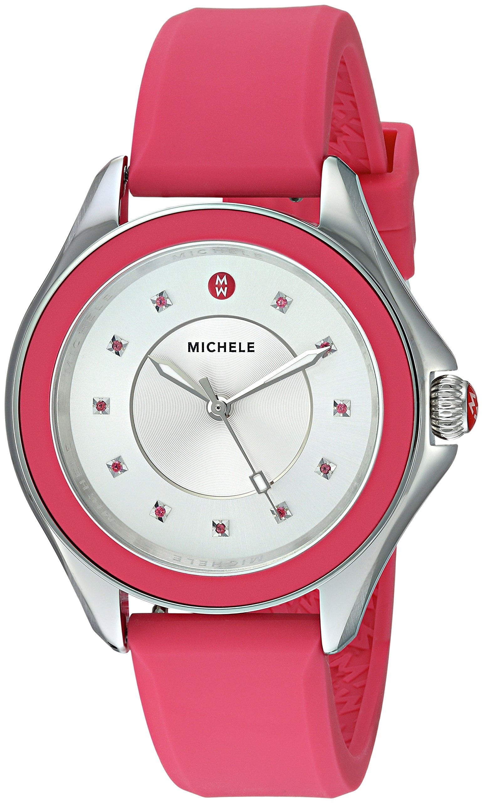 Michele Women's Cape Silicone Pink Analog 40mm Watch MWW27A000022 ...