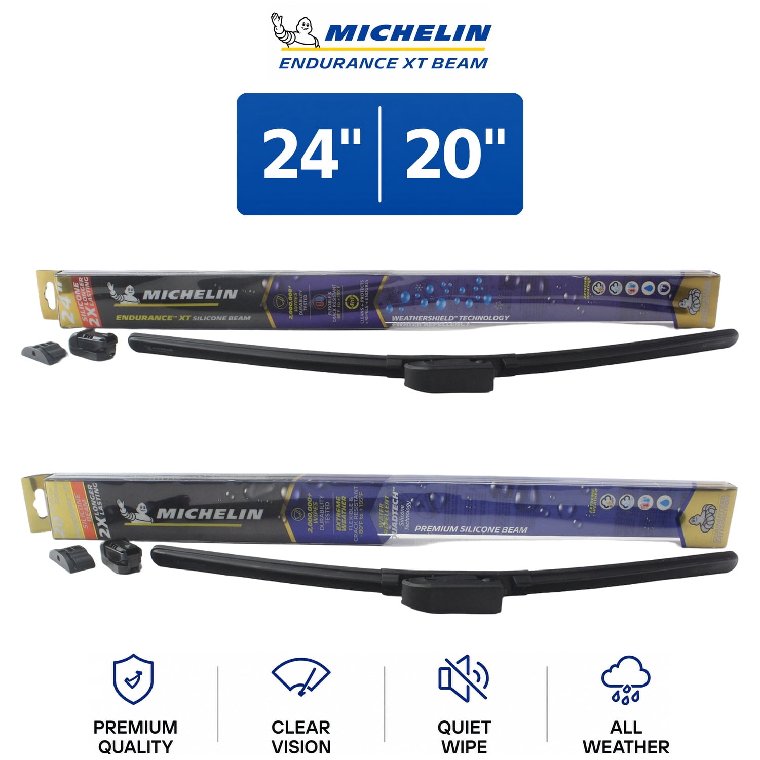 Michelin Endurance XT Beam 24"/20" Wiper Blade Set 2-Pc For Cadillac ...