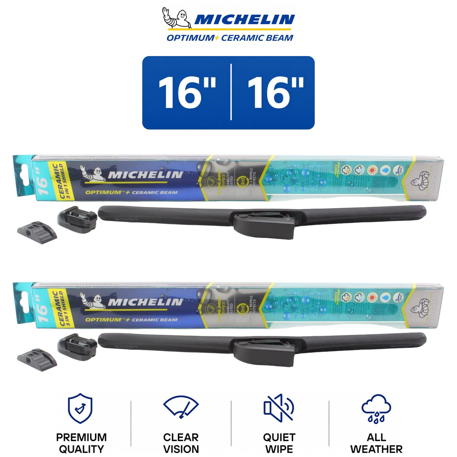 Michelin Optimum+ Ceramic Beam 16"/16" Wiper Blade Set 2-Pc For BMW 3 ...