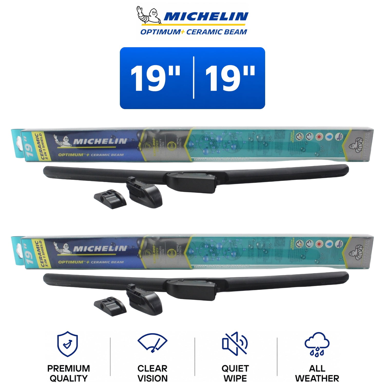 Michelin Optimum+ Ceramic Beam 19"/19" Wiper Blade Set 2-Pc For DeVille ...
