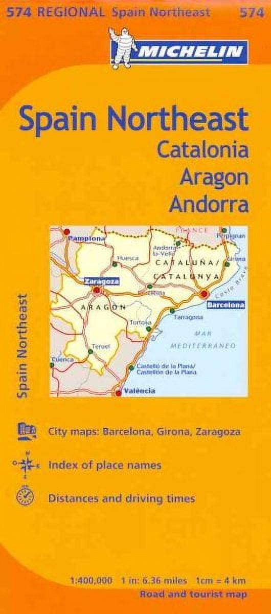 Michelin Spain: Northeast Catalonia, Aragon, Andorra, Map 574 - Folded ...