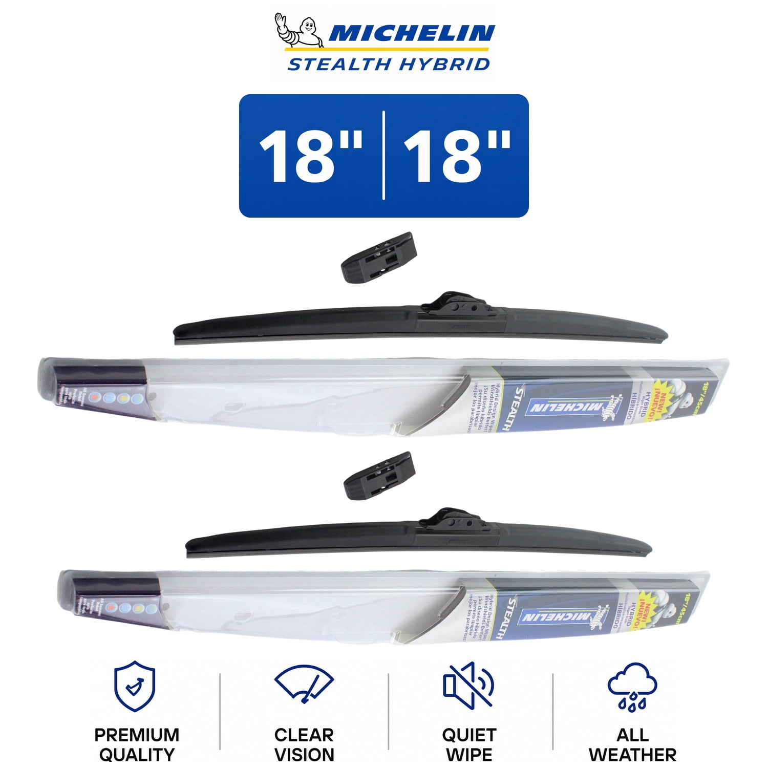 Michelin Stealth Hybrid 18"/18" Wiper Blade Set 2-Pc For Mercedes 450SL ...