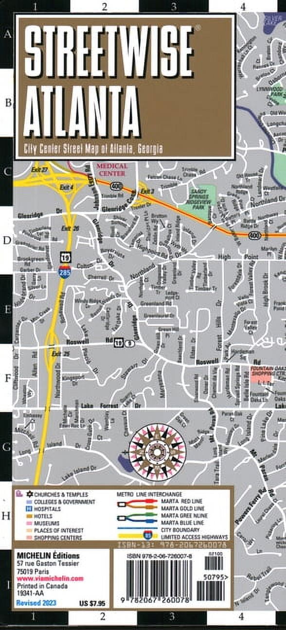 Michelin Streetwise Maps Streetwise Atlanta Map: Laminated City Center ...