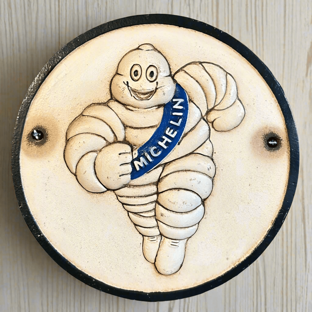 Michelin Tire Man Cast Iron Plaque With Painted Antique Finish (9.5 ...
