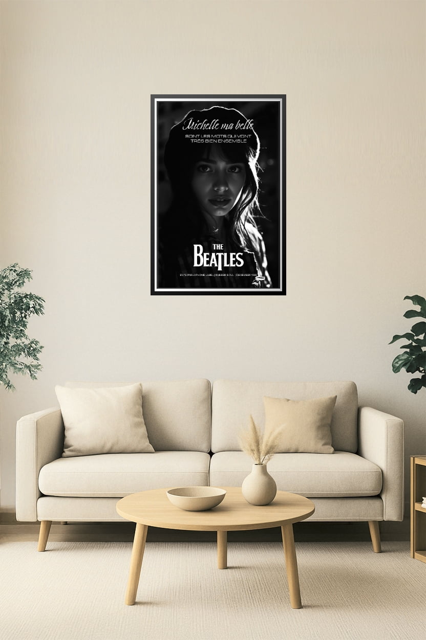 Michelle Ma Belle – The Beatles Black & White Lyric Poster 【Photo Paper ...