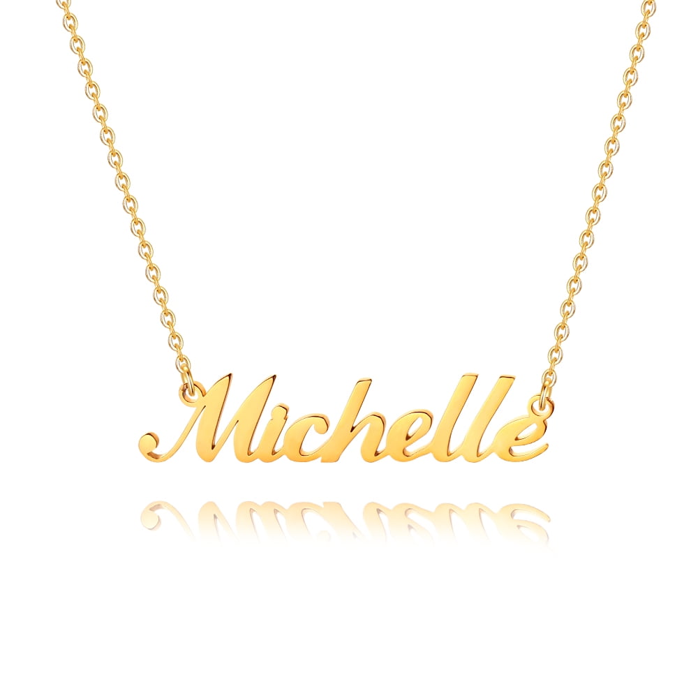 Michelle Name Necklace, 18K Gold Filled Custom Name Necklace ...