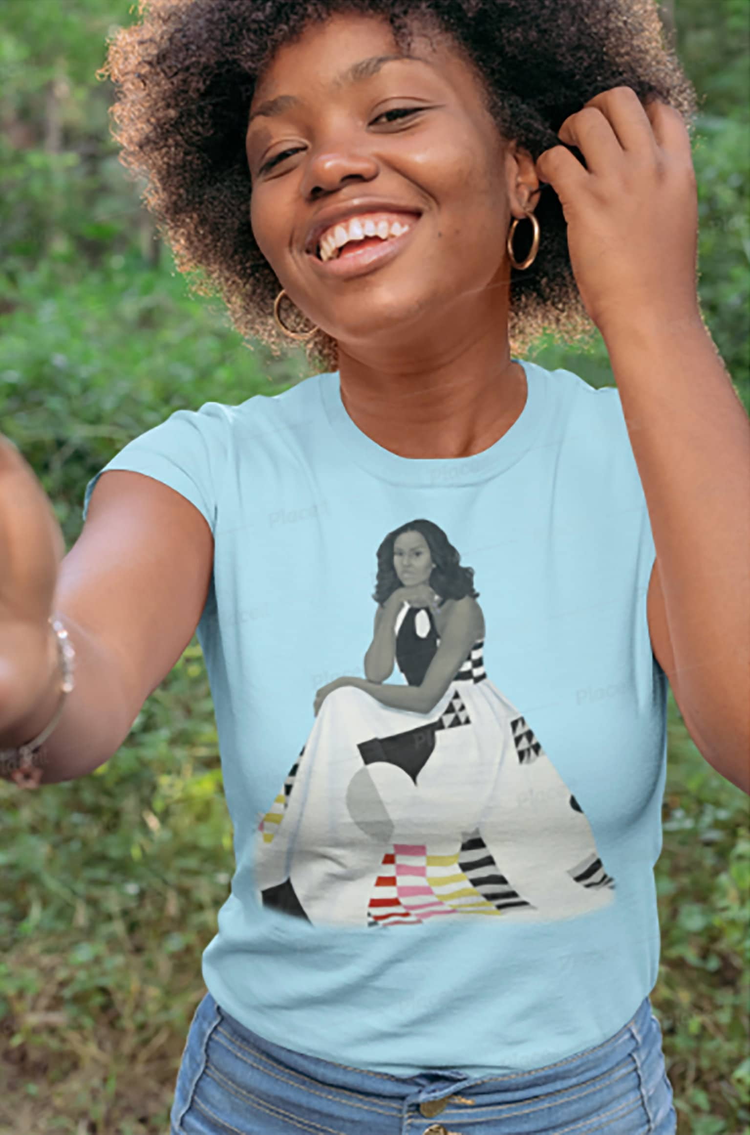 Michelle Obama Official Portrait Premium Women's Favorite Tee - Walmart.com