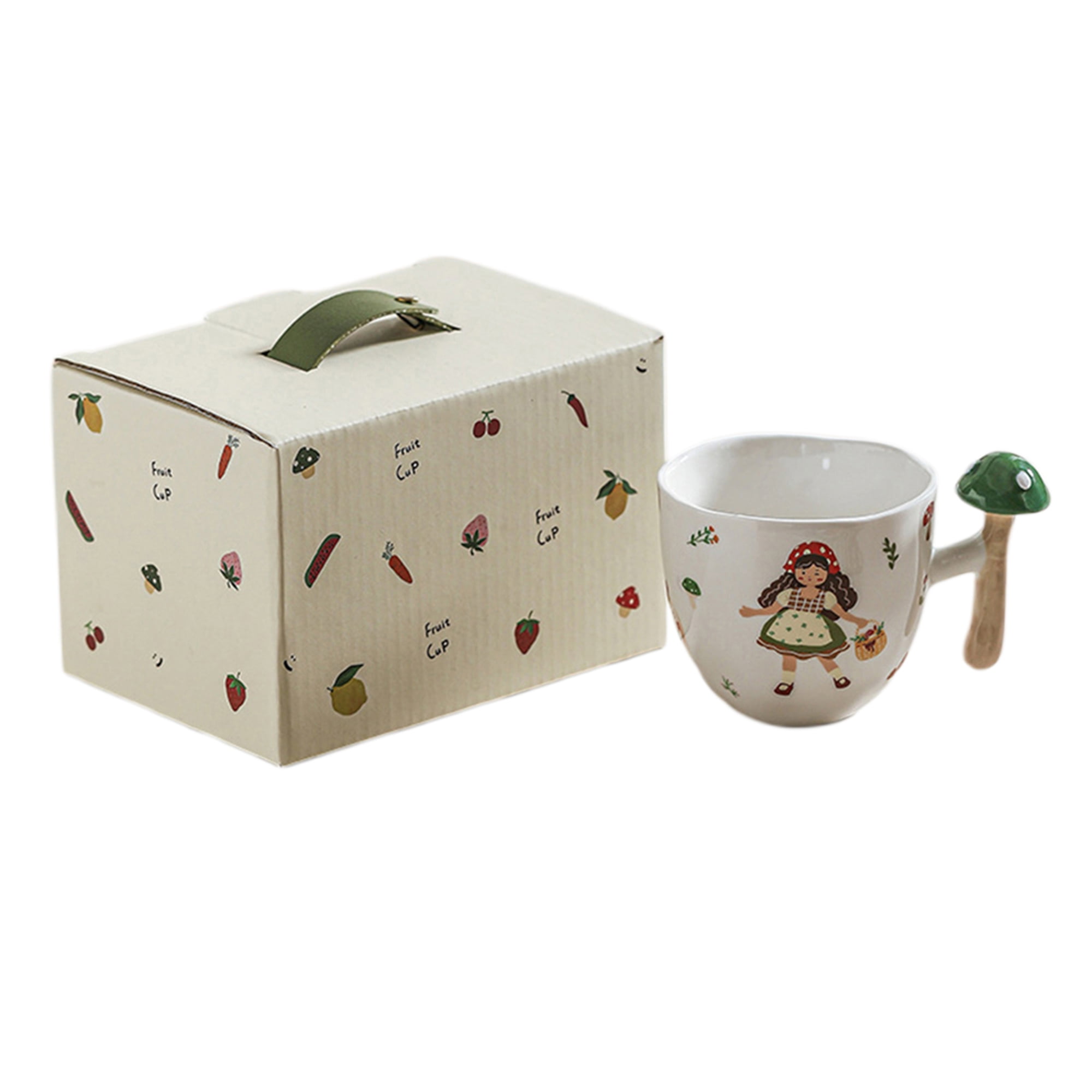 Michellecmm Ceramic Mug Cup with Box Chili Carrot Mushroom Handle ...
