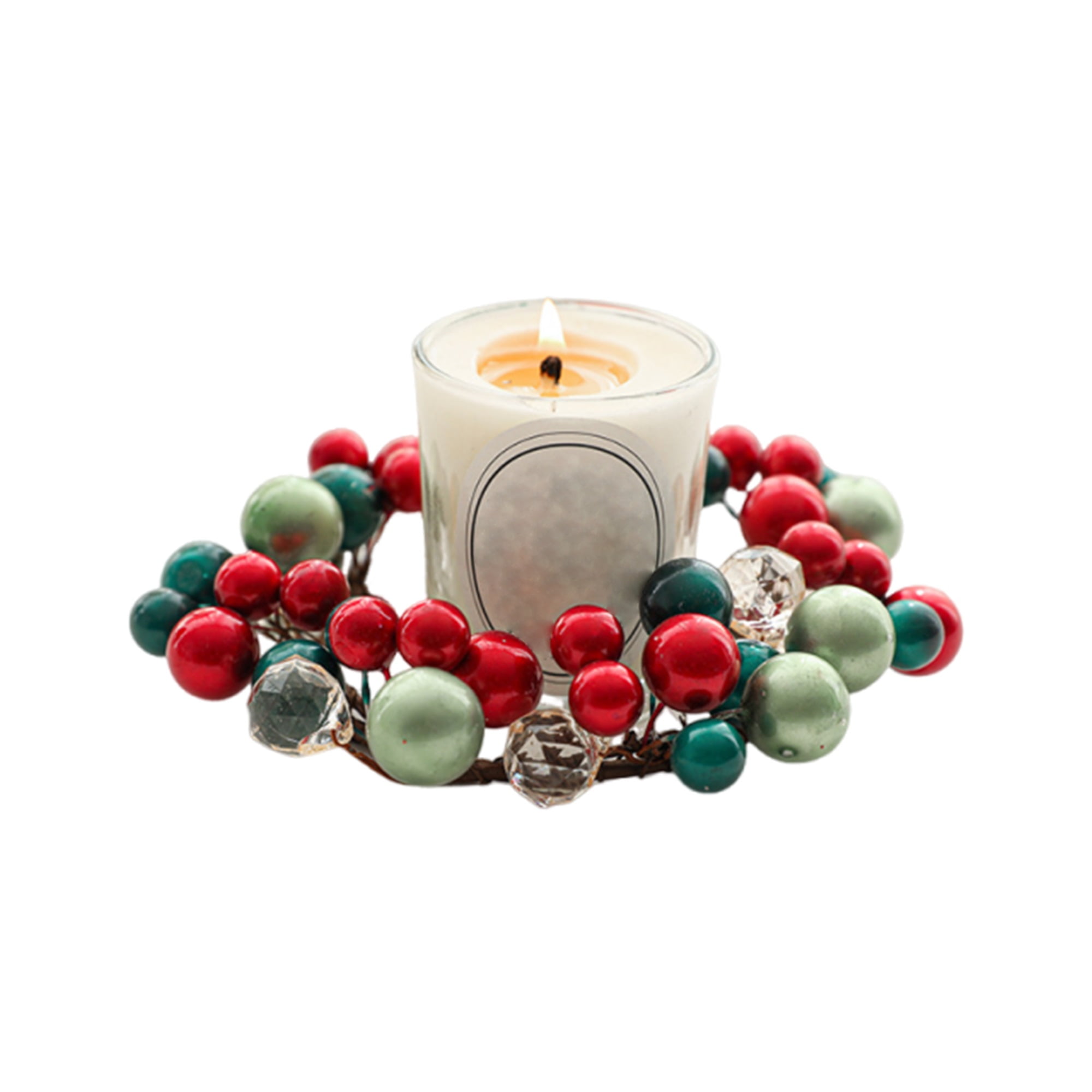 Michellecmm Christmas Balls Candle Rings Artificial Mini Wreaths Candle ...