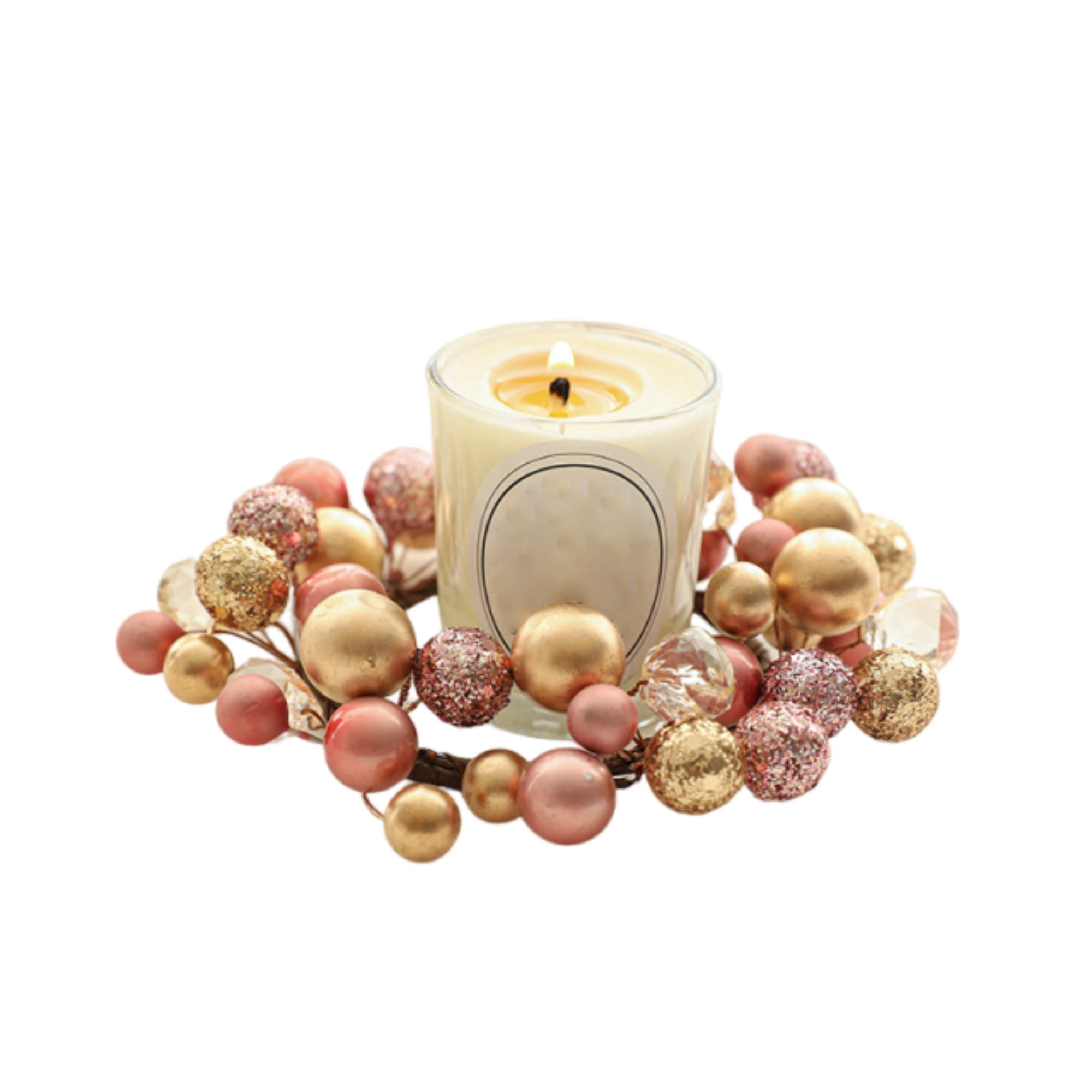 Michellecmm Christmas Balls Candle Rings Artificial Mini Wreaths Candle ...