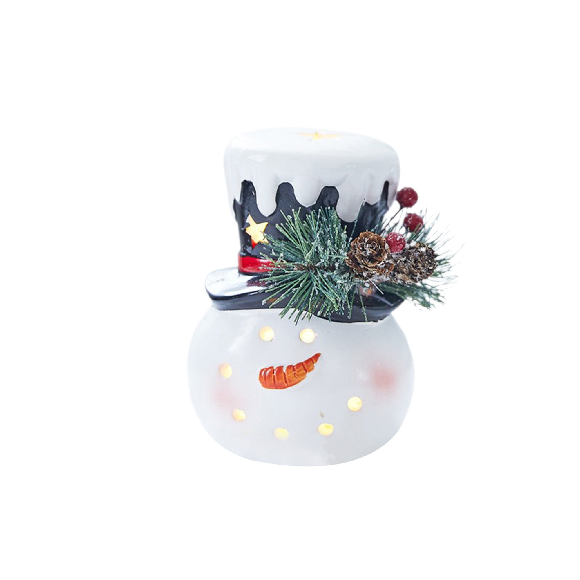 Michellecmm Christmas Desk Decor Light Up Santa Snowman Ceramic ...