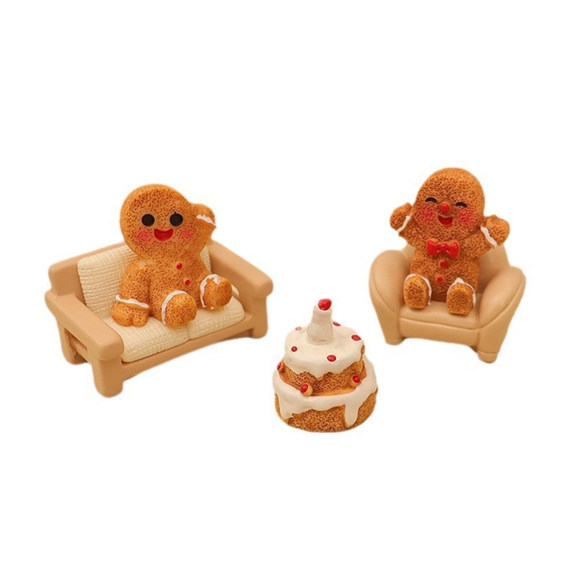 Michellecmm Christmas Dollhouse Decoration Gingerbread Mini Figurines ...