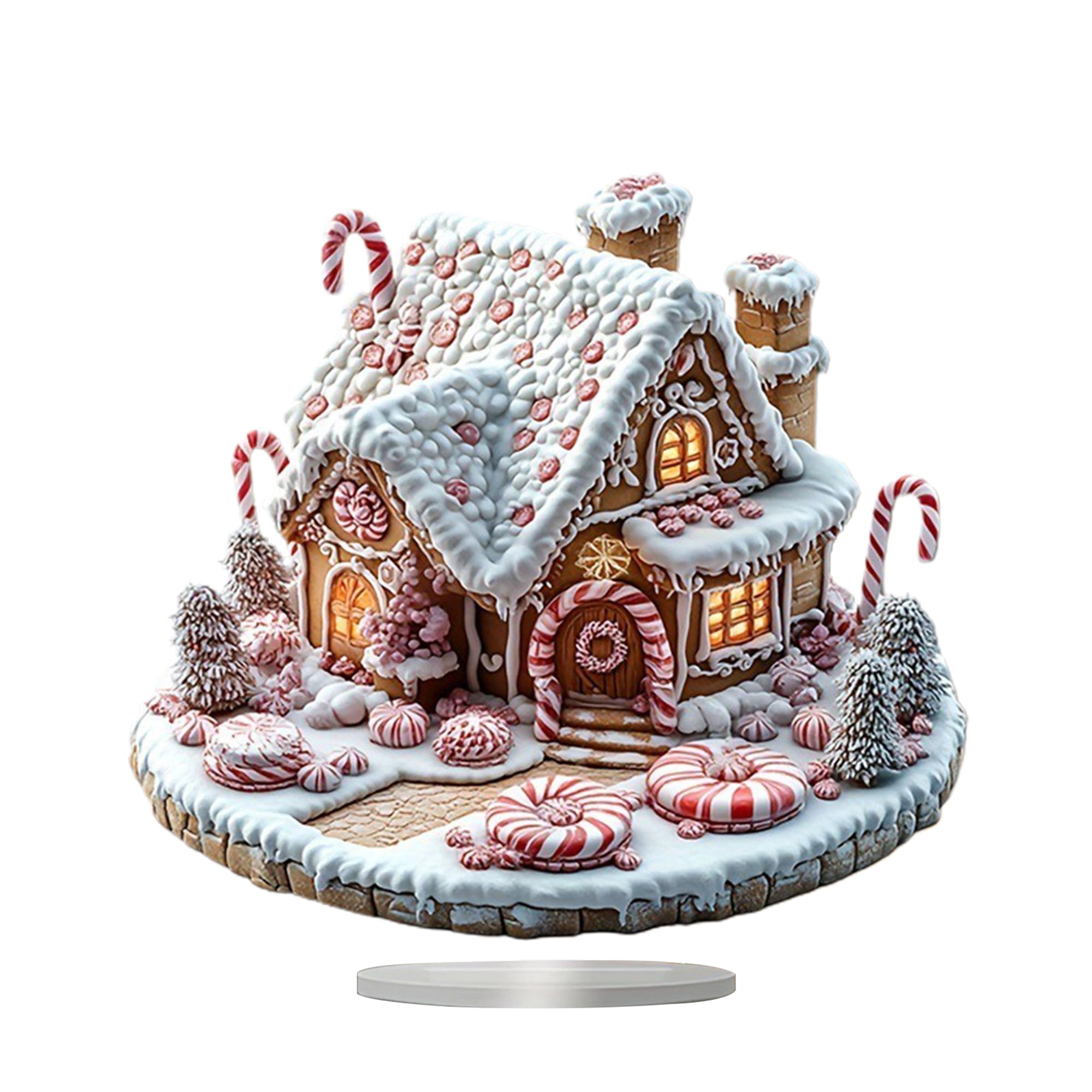 Michellecmm Christmas Gingerbread House Candy Cane Pattern Table ...