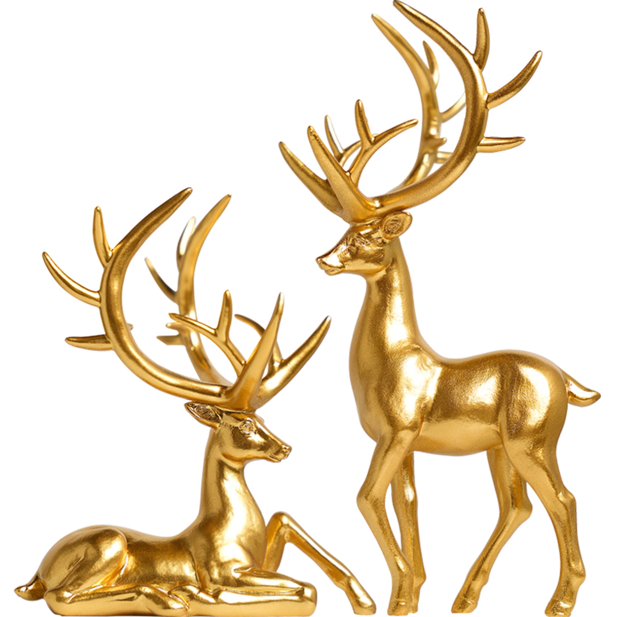 Michellecmm Christmas Reindeer Figurines 2 Pcs Resin Deer Statues ...