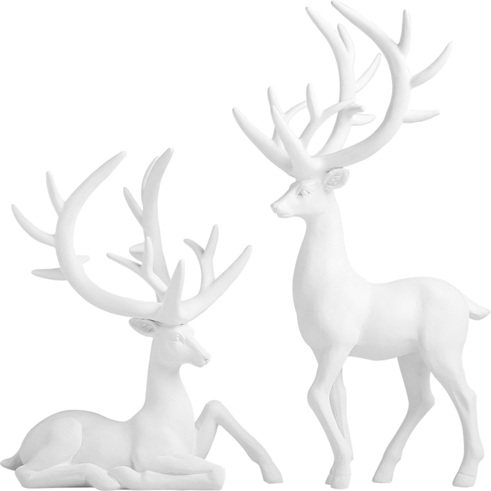 Michellecmm Christmas Reindeer Figurines 2 Pcs Resin Deer Statues ...