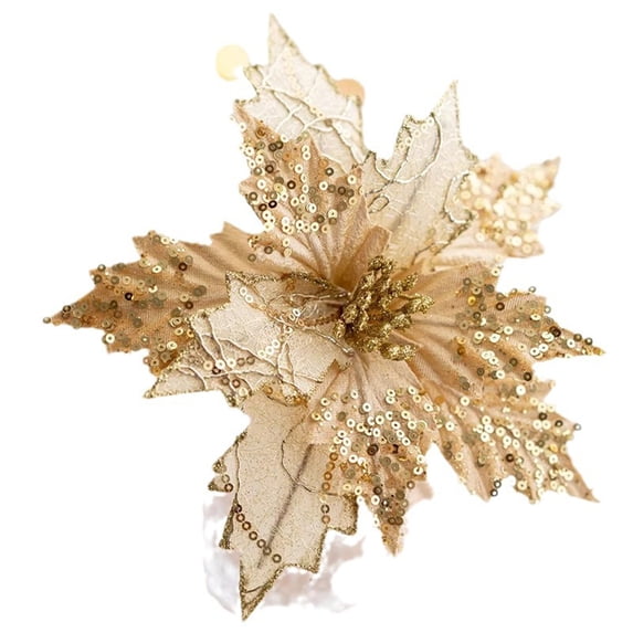 Michellecmm Christmas Sequin Flower Gold Glitter Artificial Floral ...