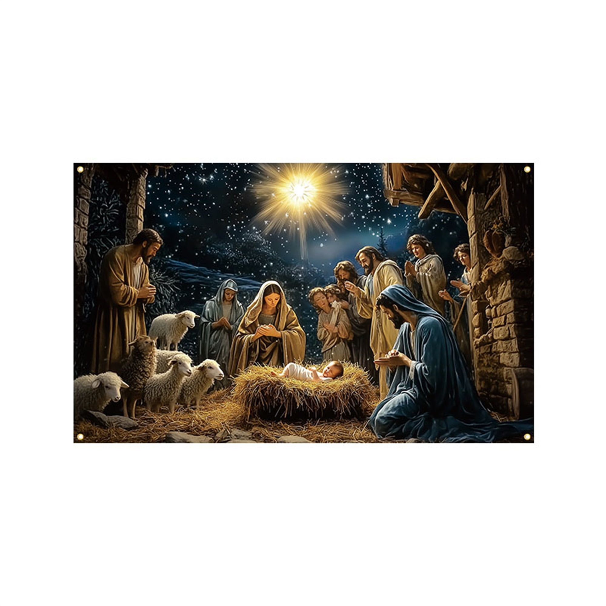 Michellecmm Easter Backdrop Nativity Scene Wall Banner Background for ...