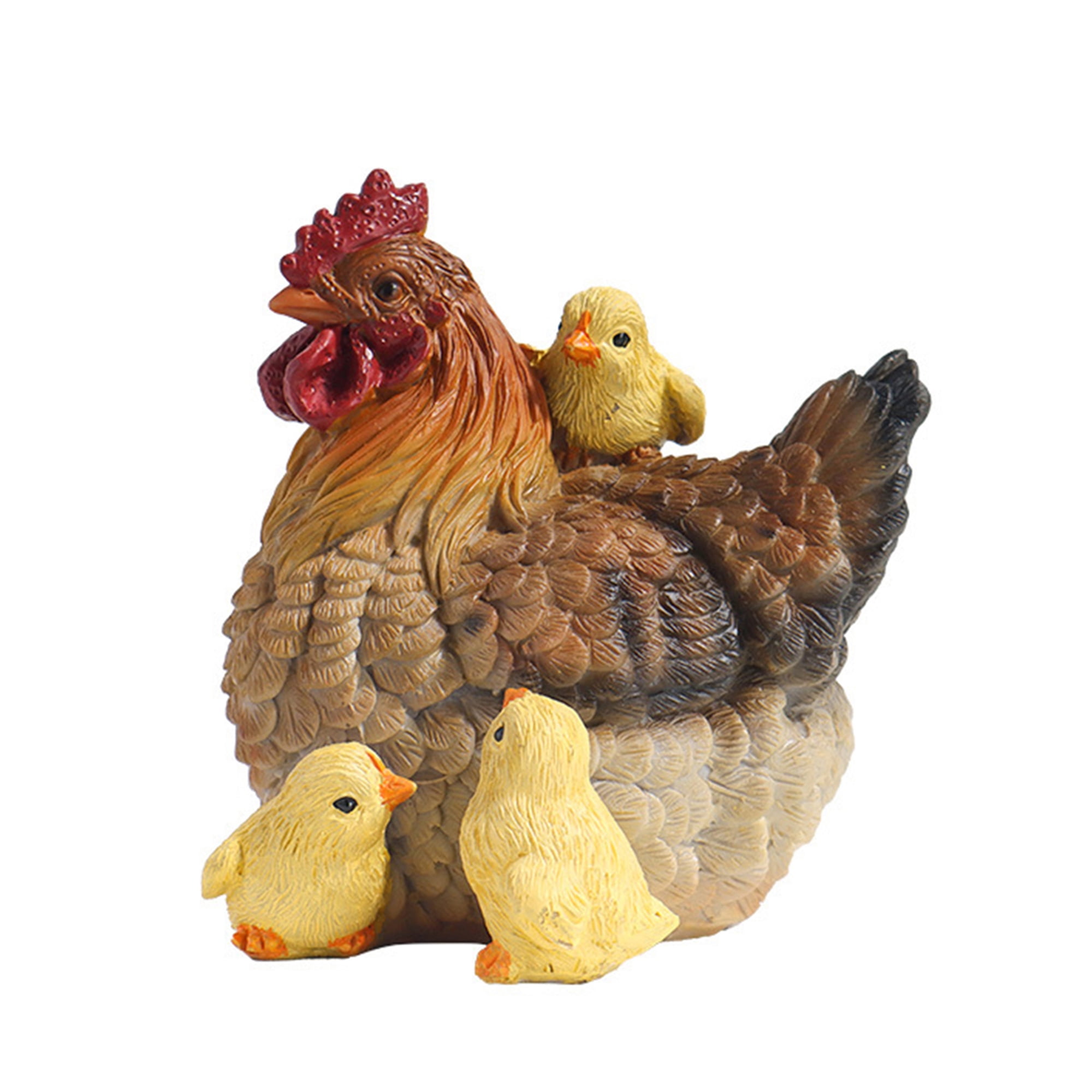 Michellecmm Easter Resin Chicken Figurine Ornaments Small Chick and Hen ...