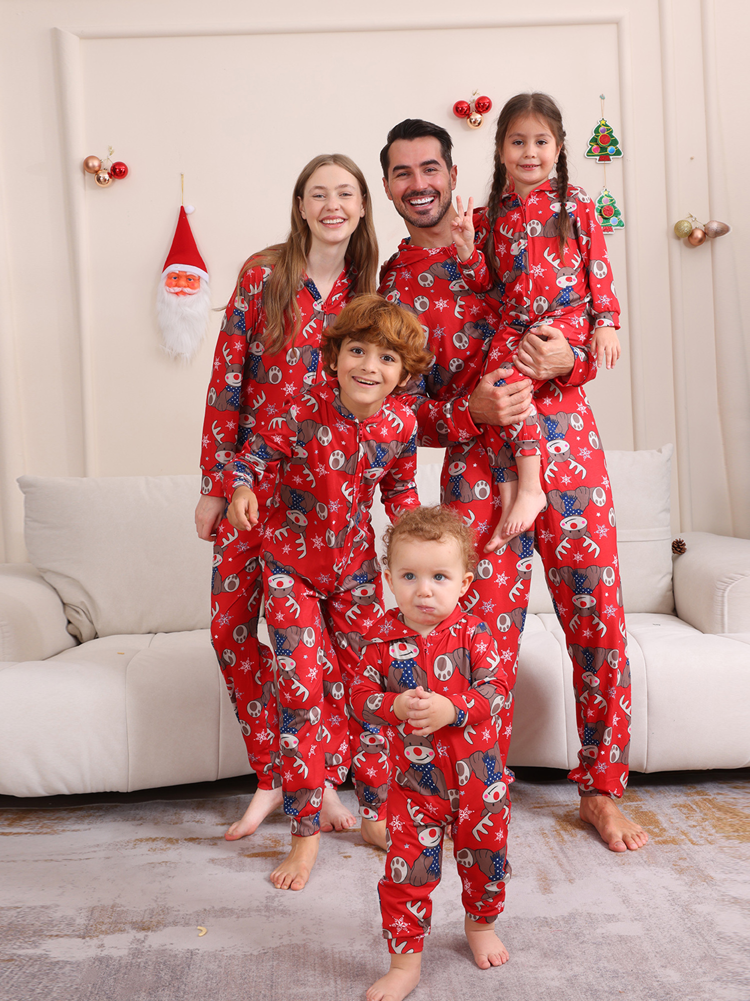 Michellecmm Family Matching Christmas Pajamas Reindeer Snowflake Print ...