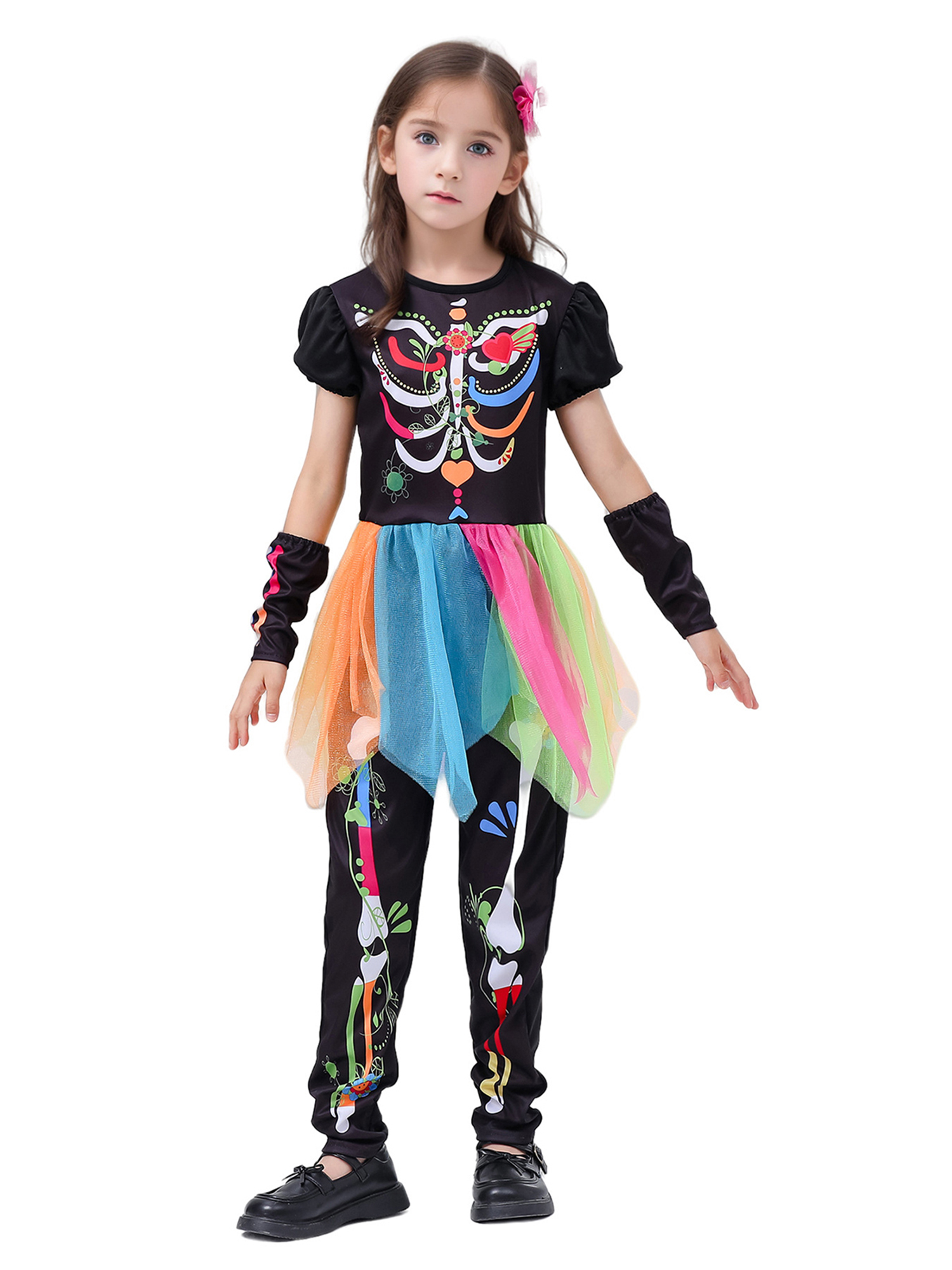 Michellecmm Kid Girls Halloween Costume, Short Sleeve Skeleton Print ...