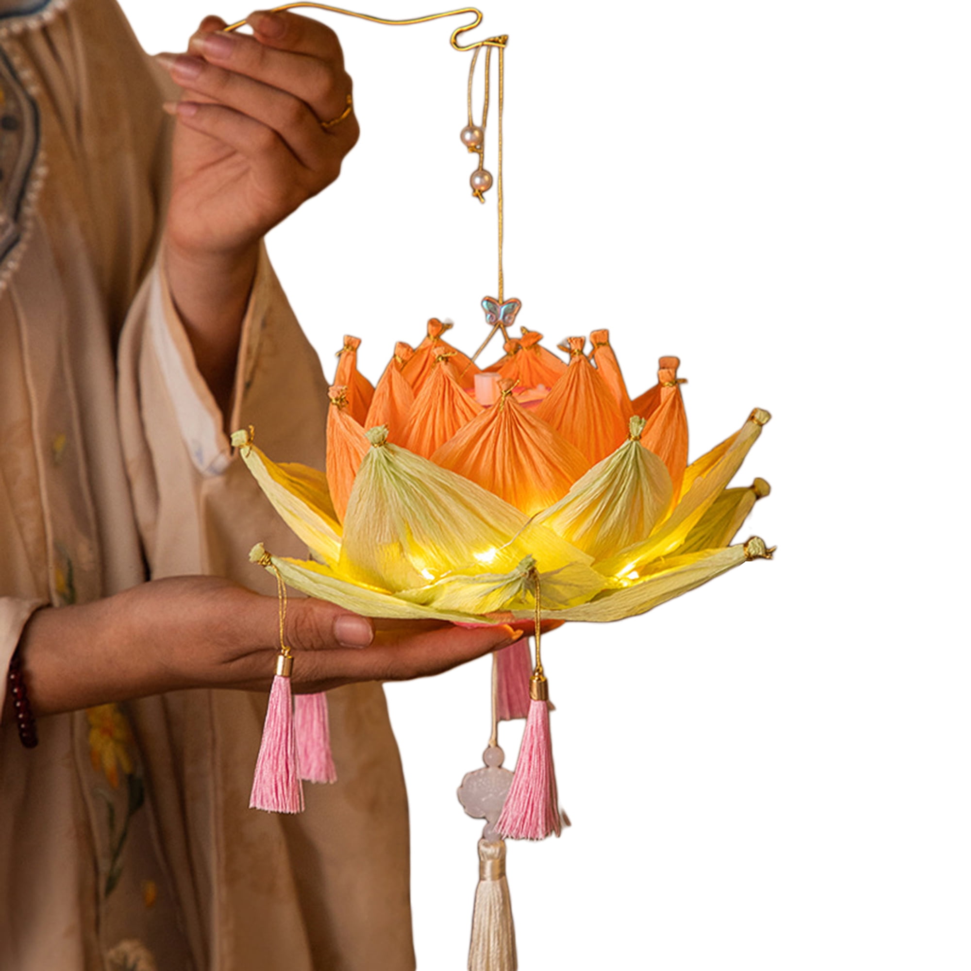 Michellecmm Kids Adults DIY Handheld Lotus Lantern Light Lotus Flower ...