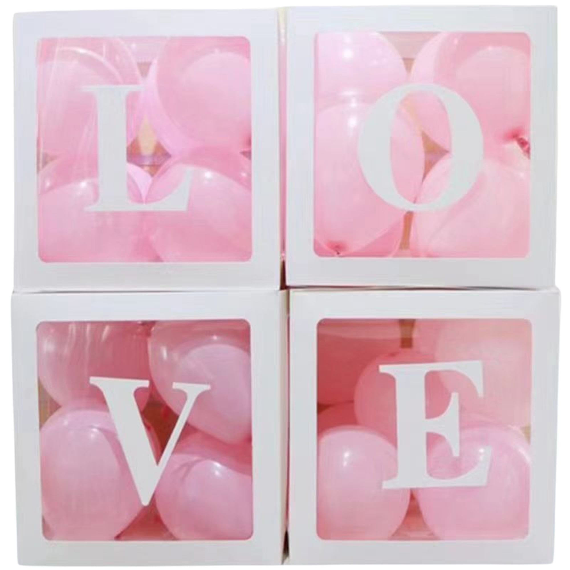 Michellecmm Love Boxes with Letters 4 Transparent Balloon Boxes Clear ...