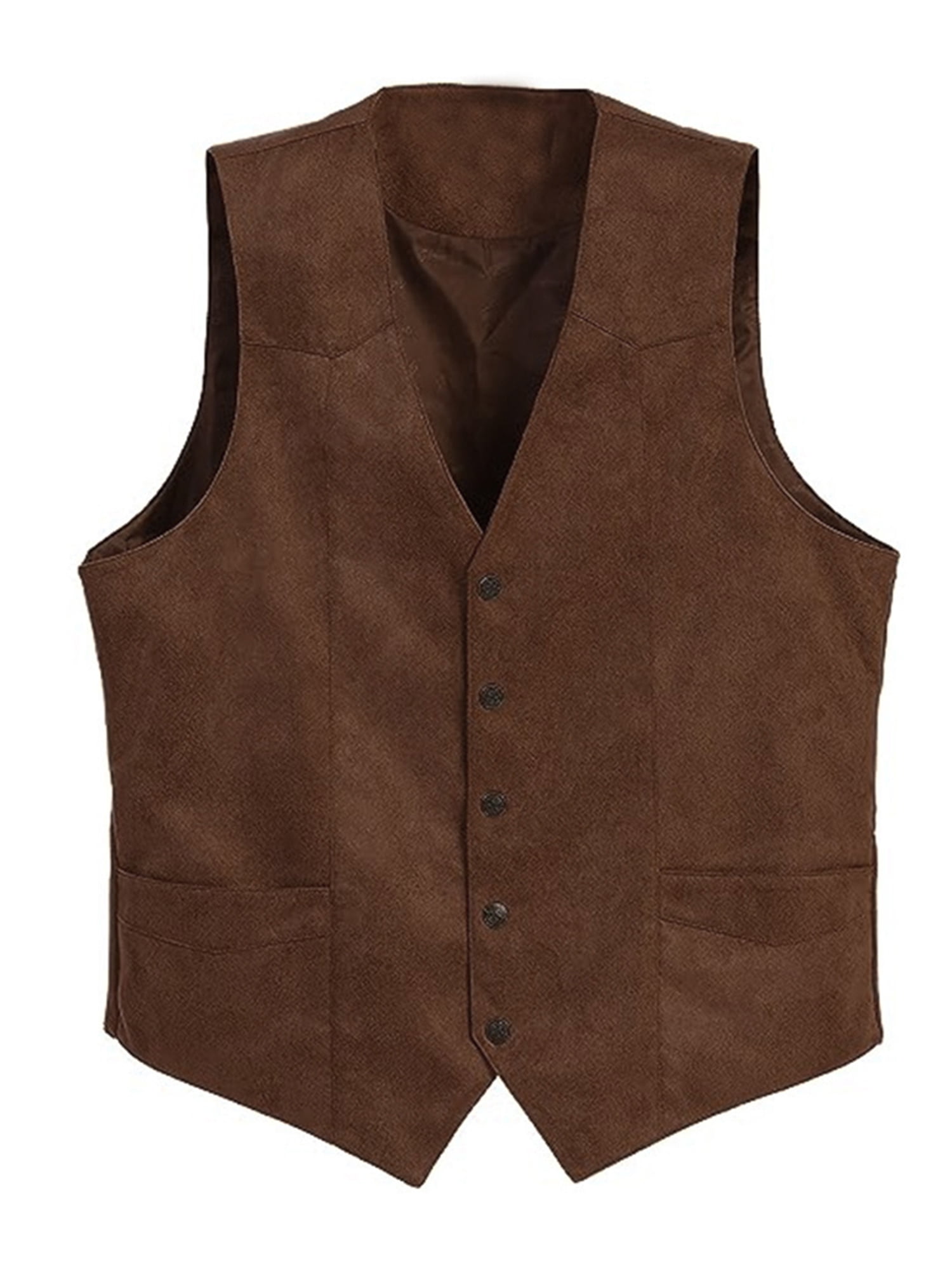 Michellecmm Men's V-Neck Suit Vest Button-up Curved Hemline Sleeveless ...