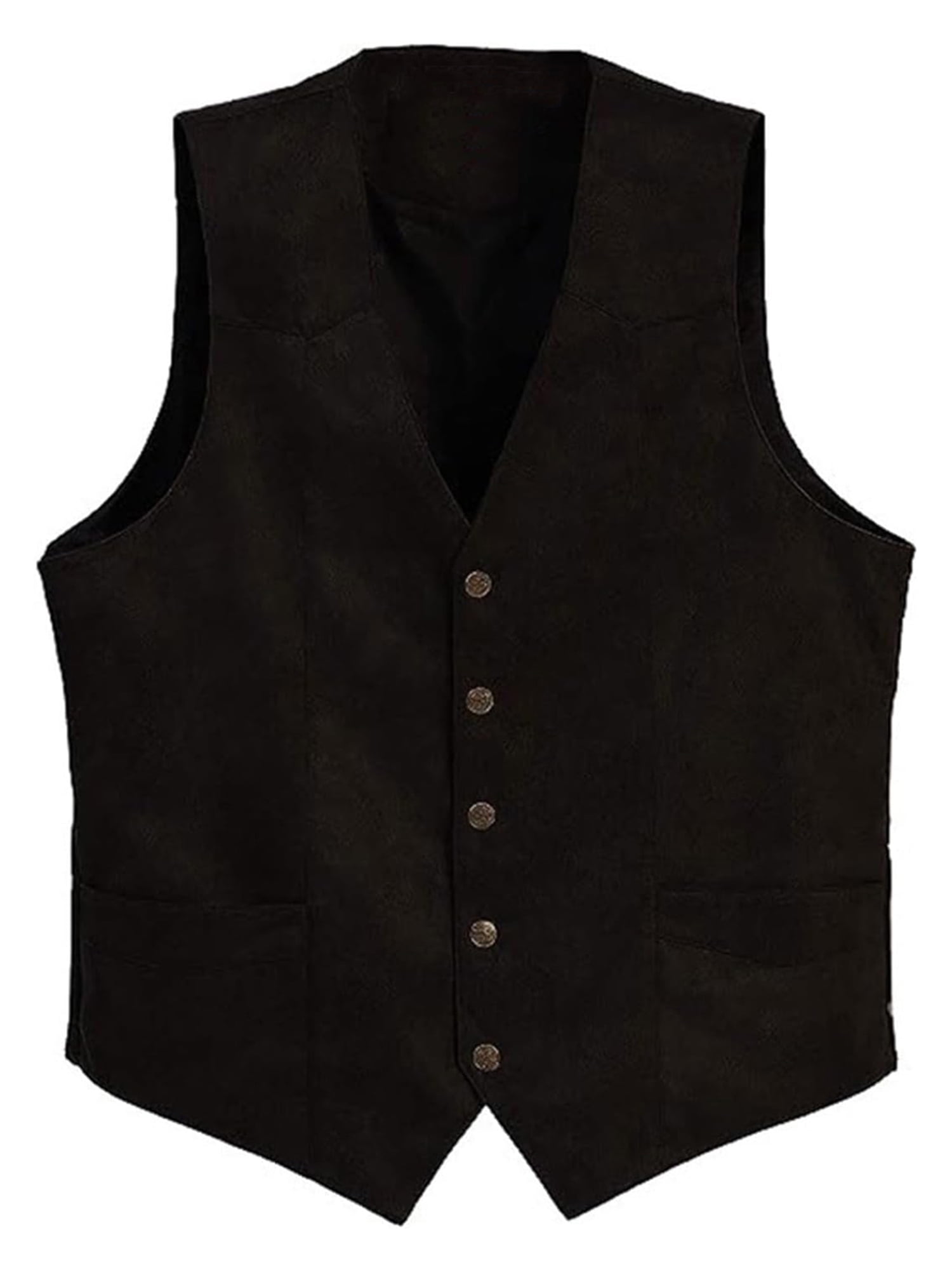 Michellecmm Men's V-Neck Suit Vest Button-up Curved Hemline Sleeveless ...