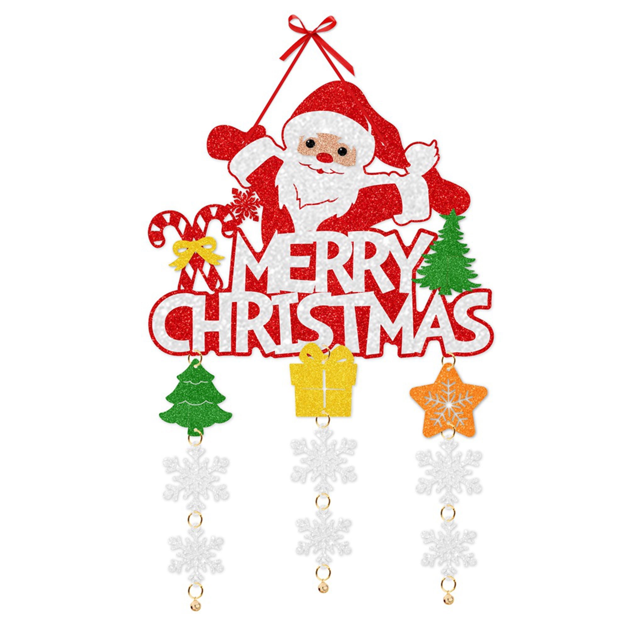 Michellecmm Merry Christmas Welcome Sign Cute Santa Door Hanger Sign ...