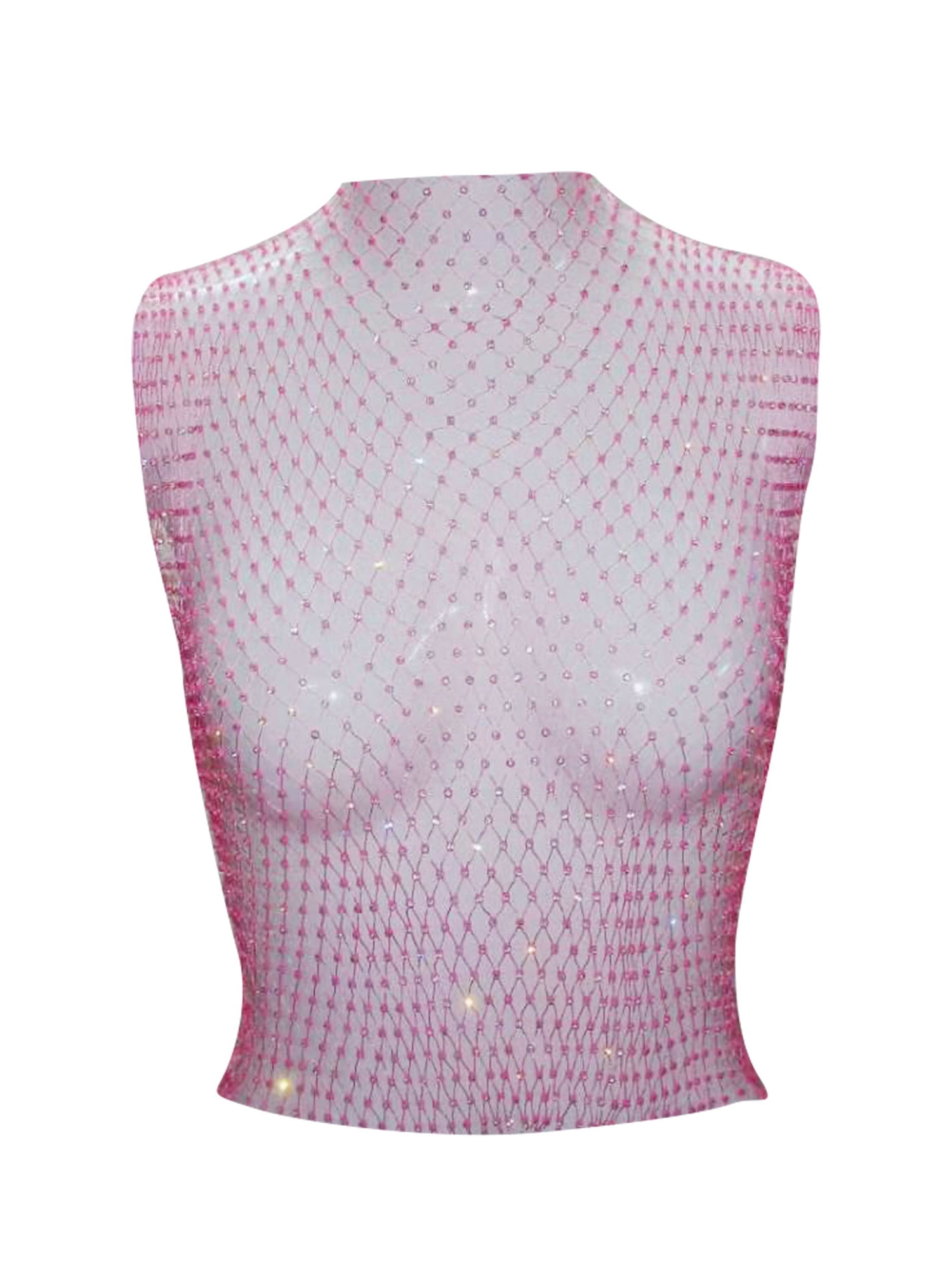 Michellecmm Mesh Midriff-baring Tops, Sleeveless Hollow Perspective ...