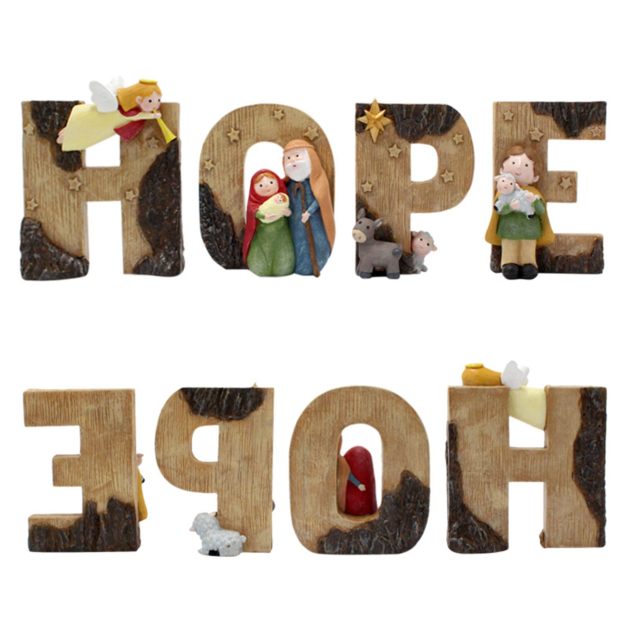 Michellecmm Nativity Scene Figurine Tabletop Hope Sign Art Sculpture ...