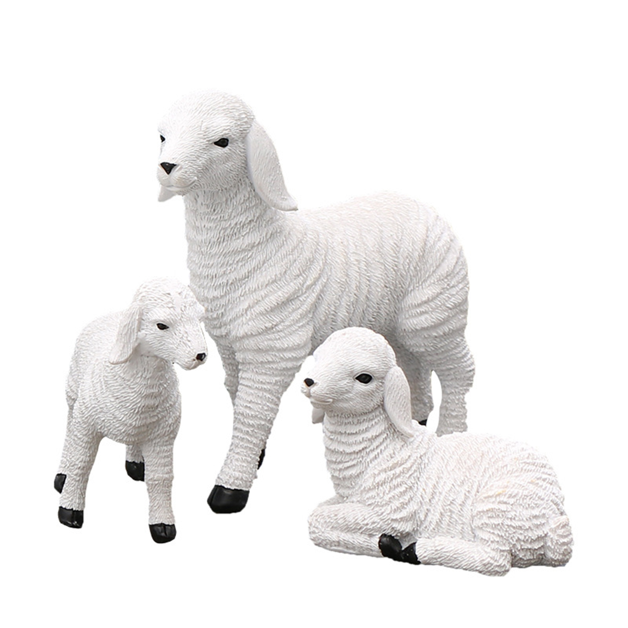 Michellecmm Sheep Figurines Set of 3 Cute Small White Sheeps Resin ...