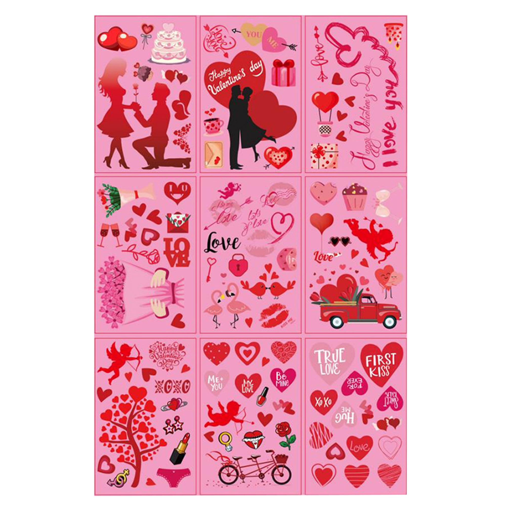 Michellecmm Valentine Windows Stickers 103Pcs PVC Double Sided Heart ...