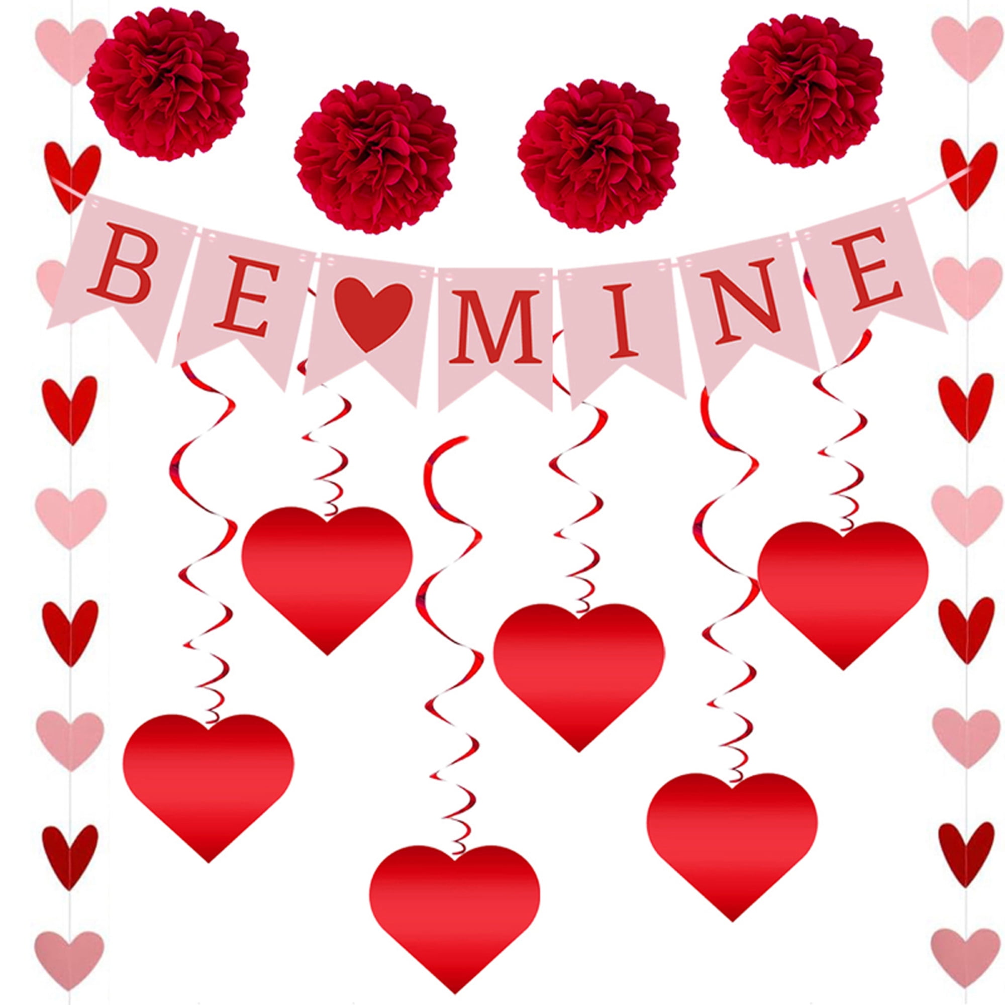 Michellecmm Valentine's Day Hanging Swirls Set 13 Pcs Heart Spiral ...