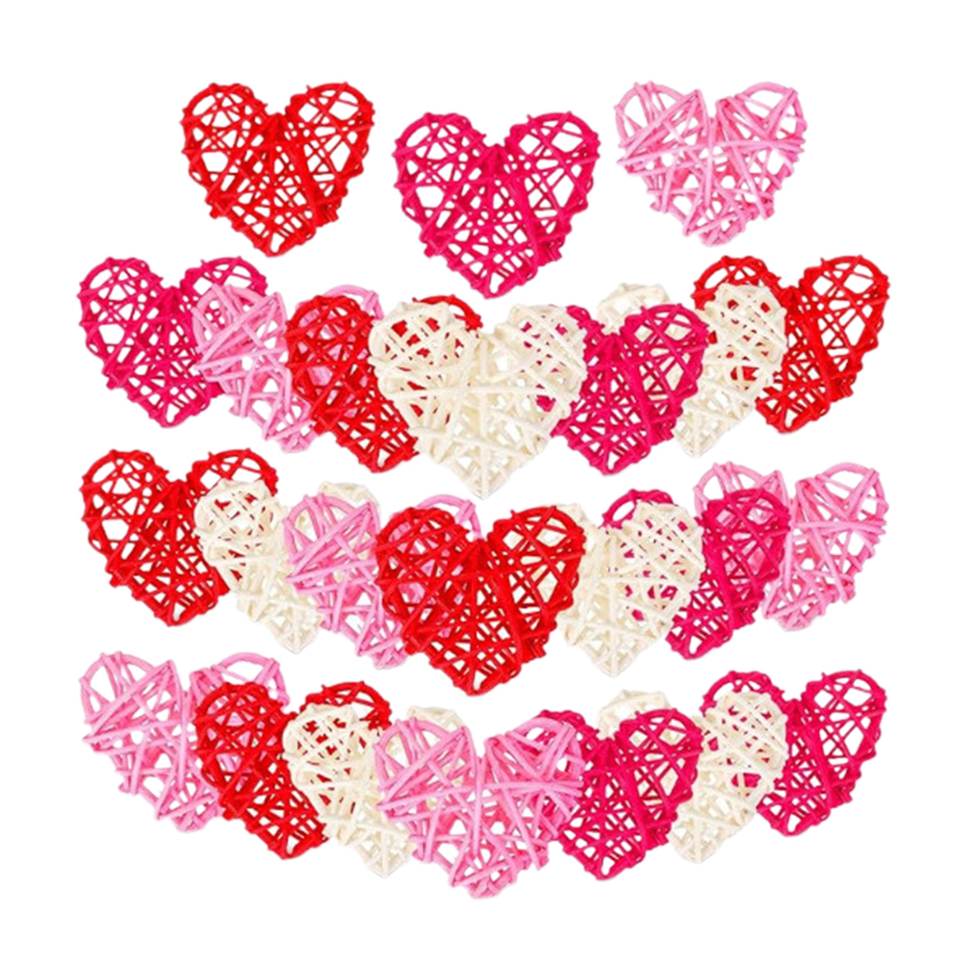 Michellecmm Valentine's Day Heart Decor 24 Pcs Set Wood Rattan ...