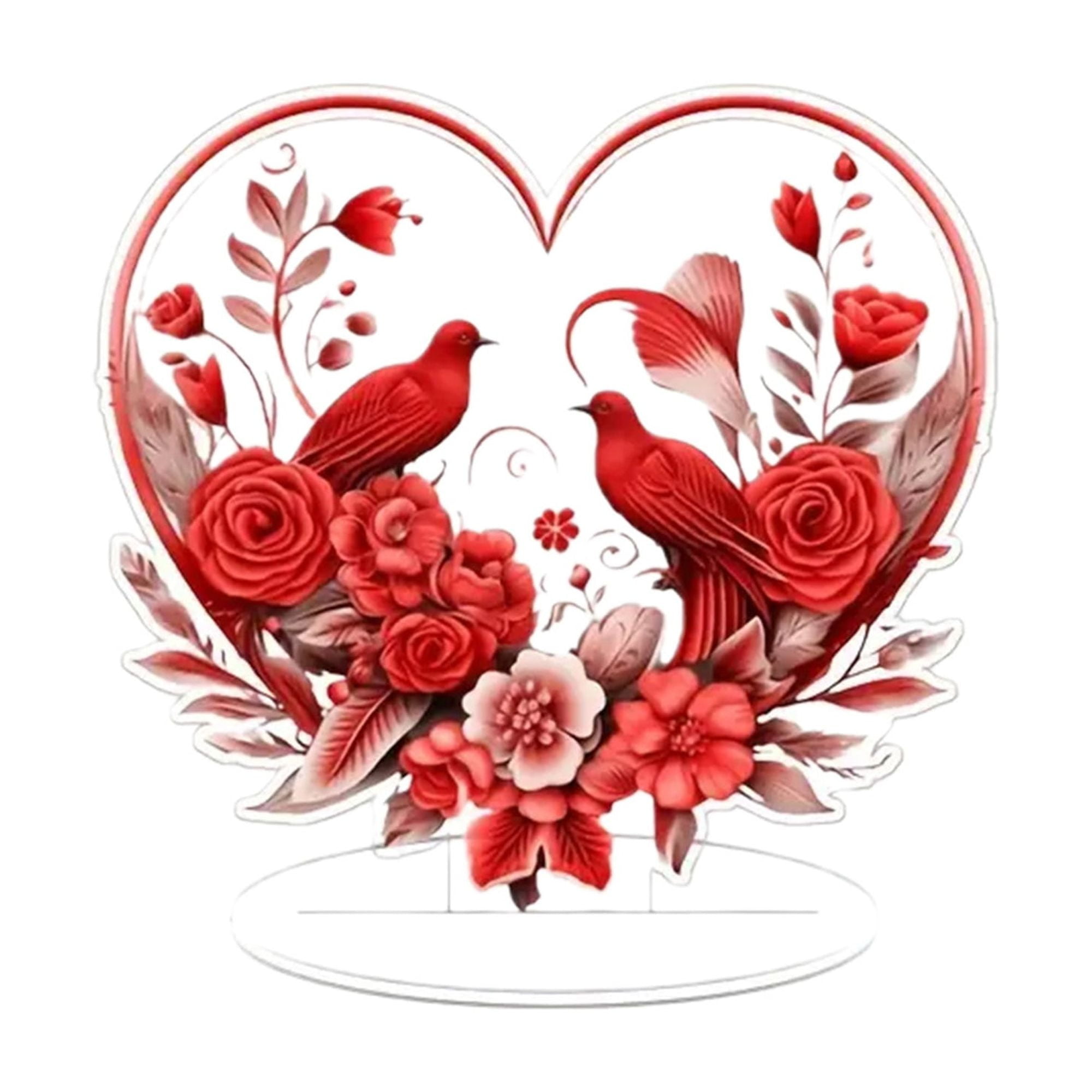 Michellecmm Valentine's Day Heart Pigeon Decorations 2D Flat Acrylic ...
