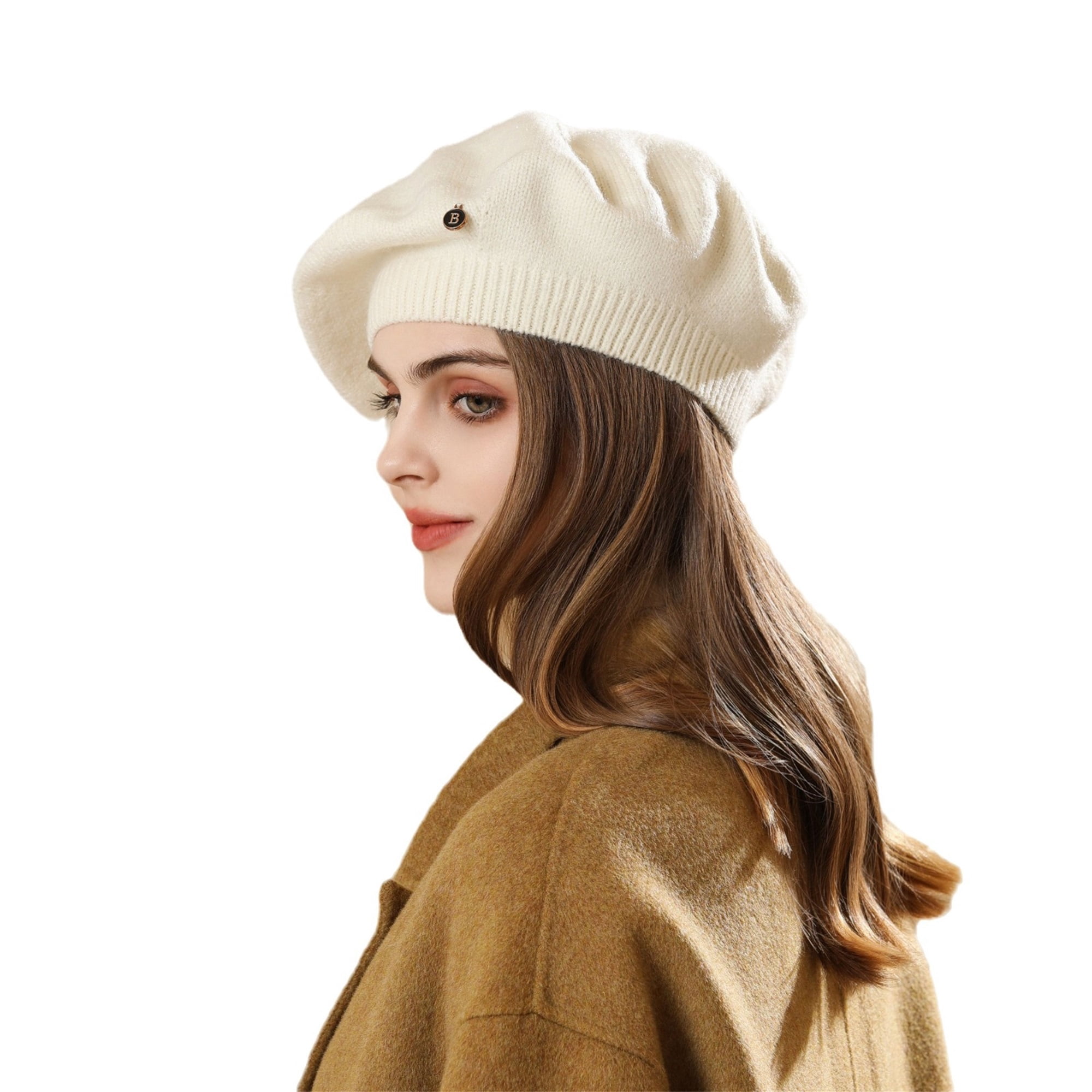 Michellecmm Women Beret Hat, Elegant Soft Warm Knit Hat Painters Cap ...