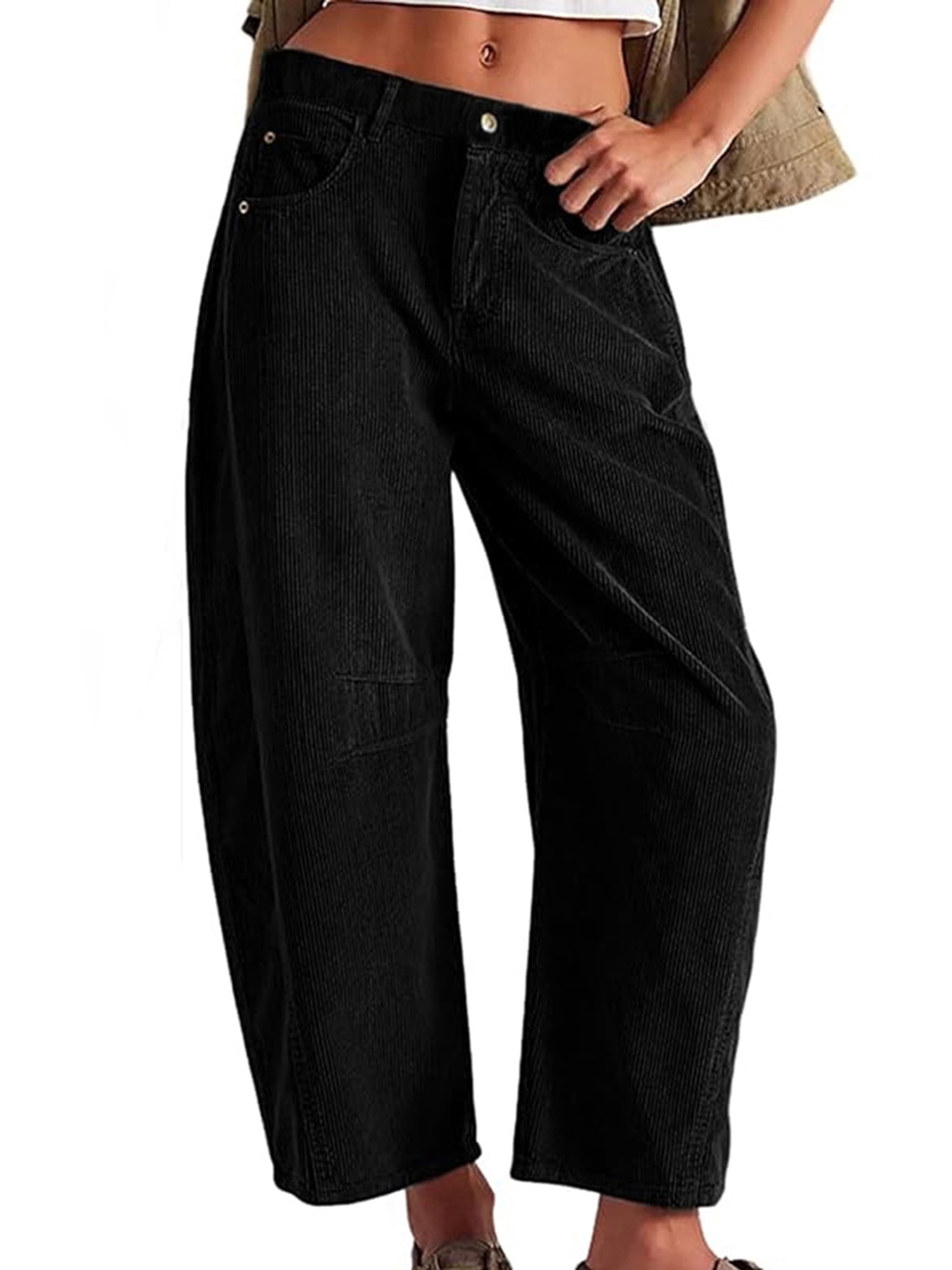 Michellecmm Women Capri Pants, Low Waist 3/4 Length Pants Corduroy ...
