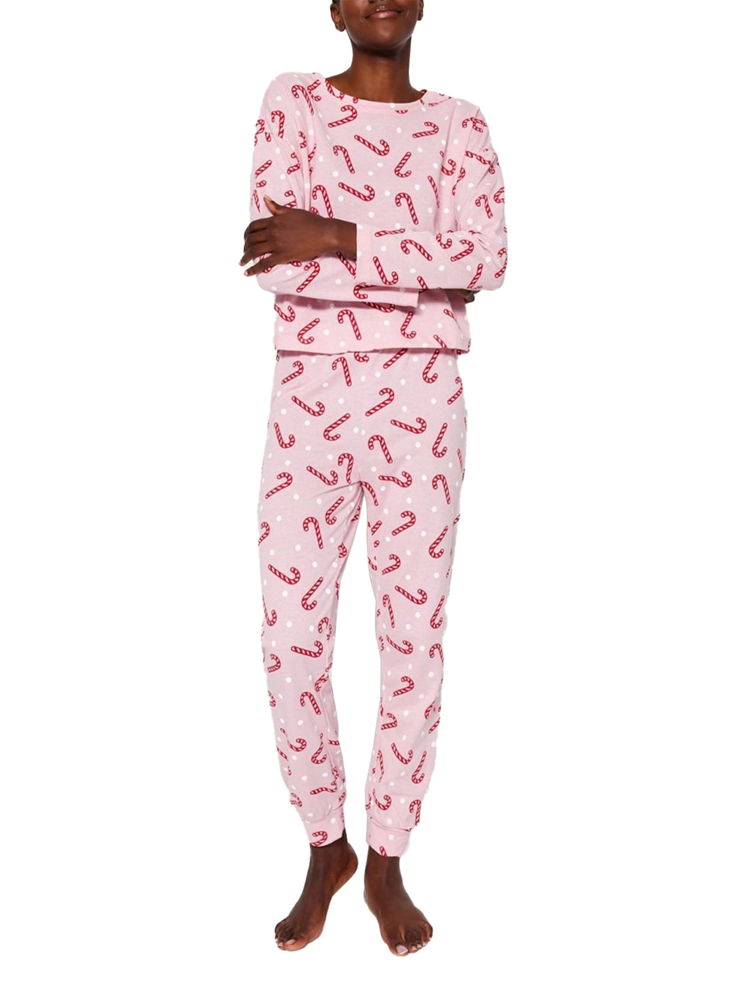 Michellecmm Women Christmas Pajamas Set Candy Cane/Elk Print Shirt and ...
