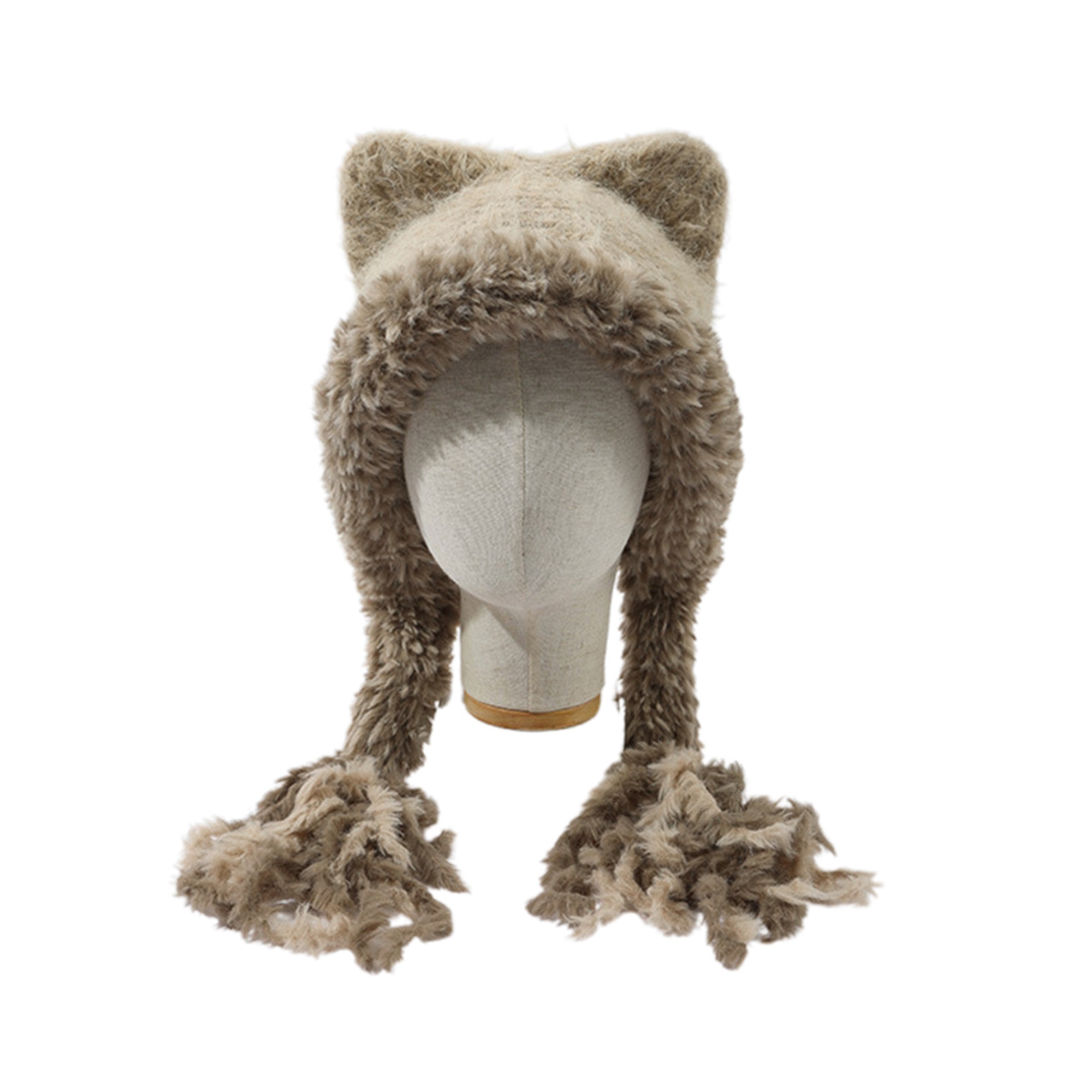 Michellecmm Women Cute Cat Ear Hat Plush Tassel Ear Protection Hat ...