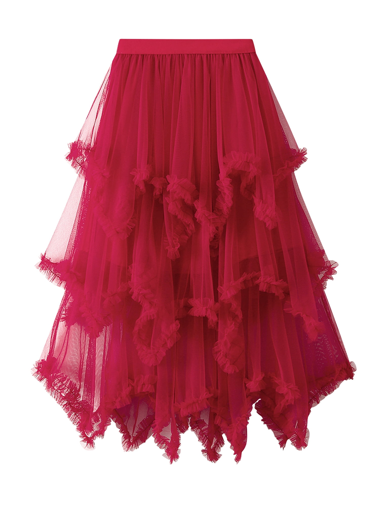 Michellecmm Women Layered Tulle Long Skirt, Fashion High Waist Solid ...
