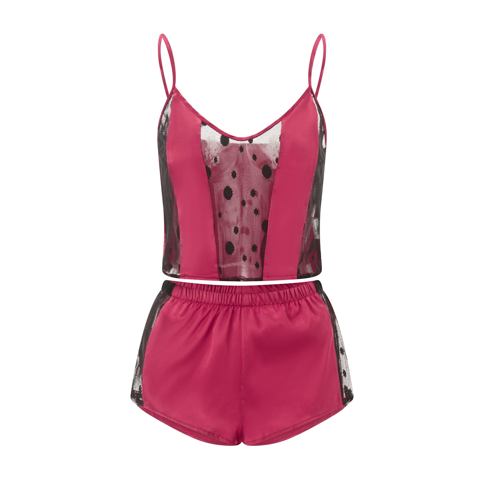 Michellecmm Women Pajama Set Sheer Lace Camisole Tops and Elastic ...