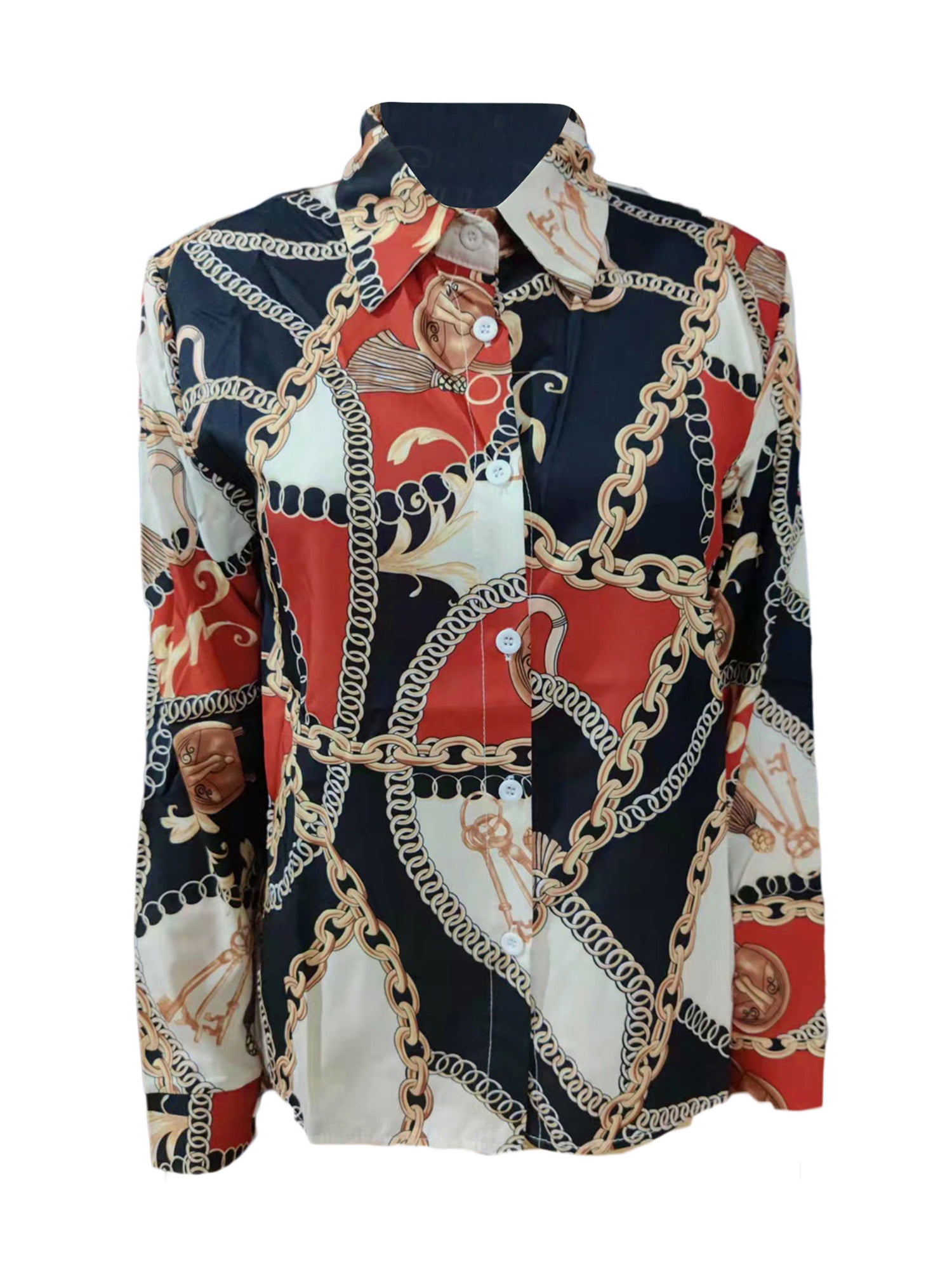 Michellecmm Women Wild Shirts Chain/Floral/Letter/Geometric Square ...
