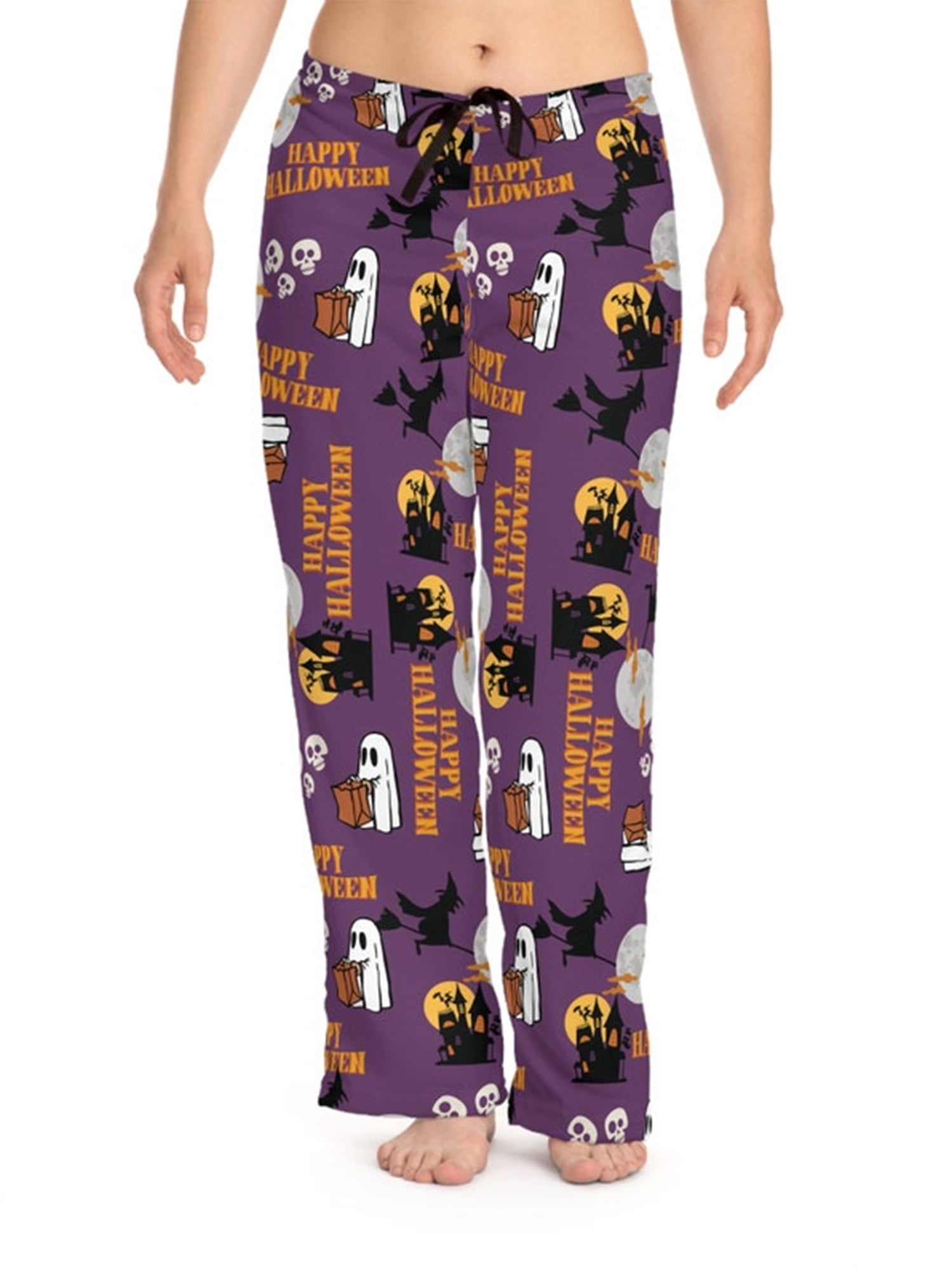 Michellecmm Women's Halloween Lounge Pants Spider Web Print Elastic ...