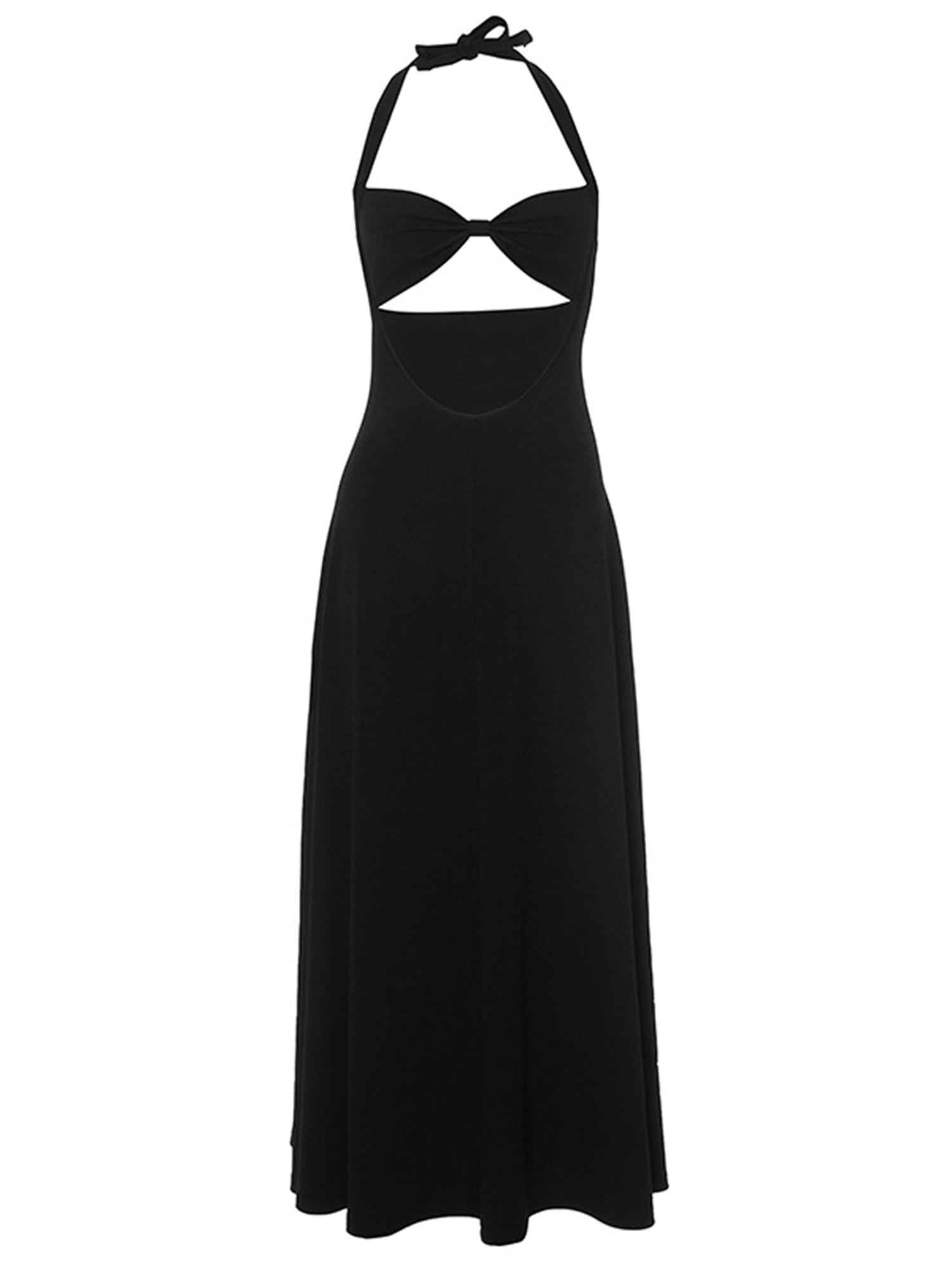 Michellecmm Women's Summer Halter Dress Solid Color Cutout Front Low ...