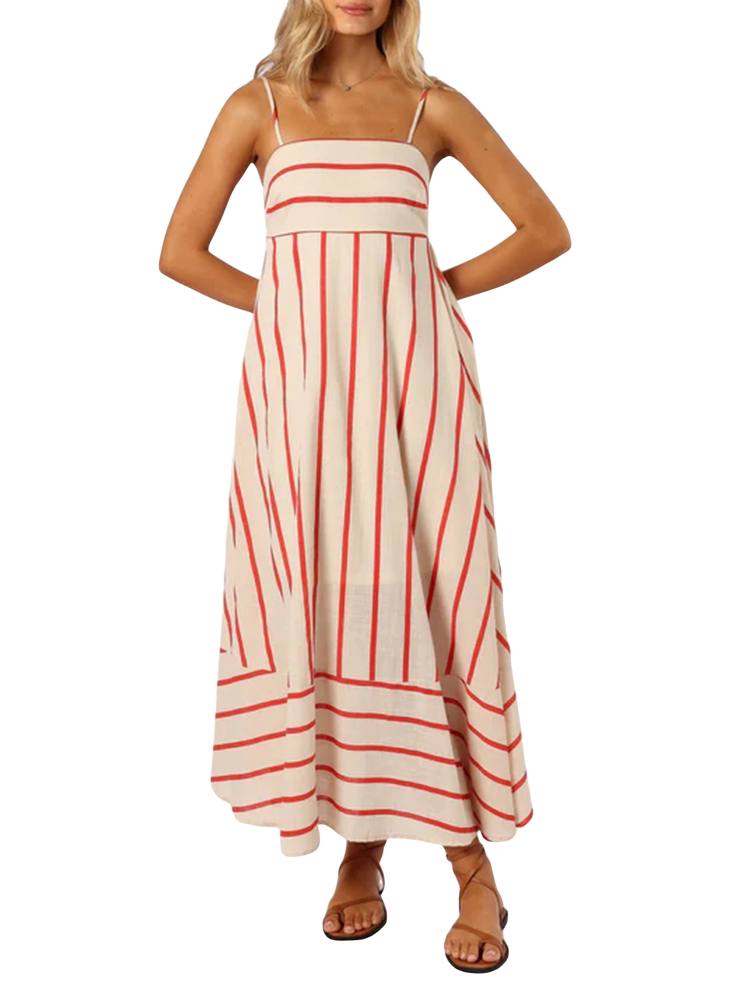 Michellecmm Women’s Summer Long Dress Sleeveless Spaghetti Strap ...