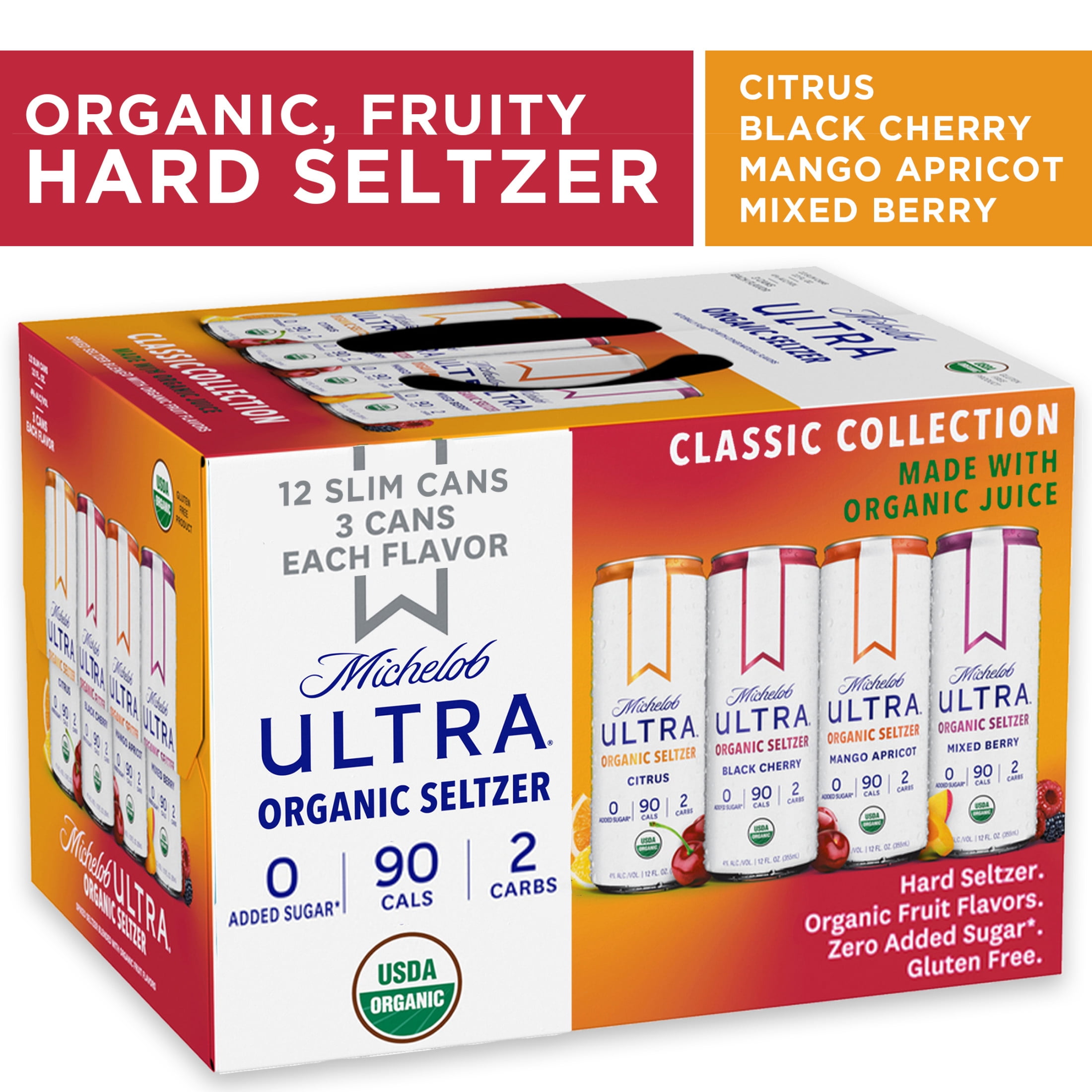 Michelob ULTRA Organic Hard Seltzer, Variety Pack, 12 Pack, 12 fl oz ...