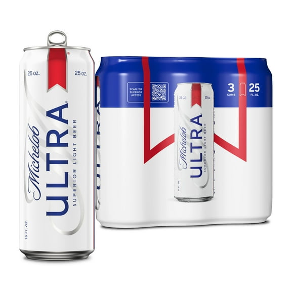 Michelob ULTRA Superior Light American Lager Beer, 3 Pack 25 fl oz ...